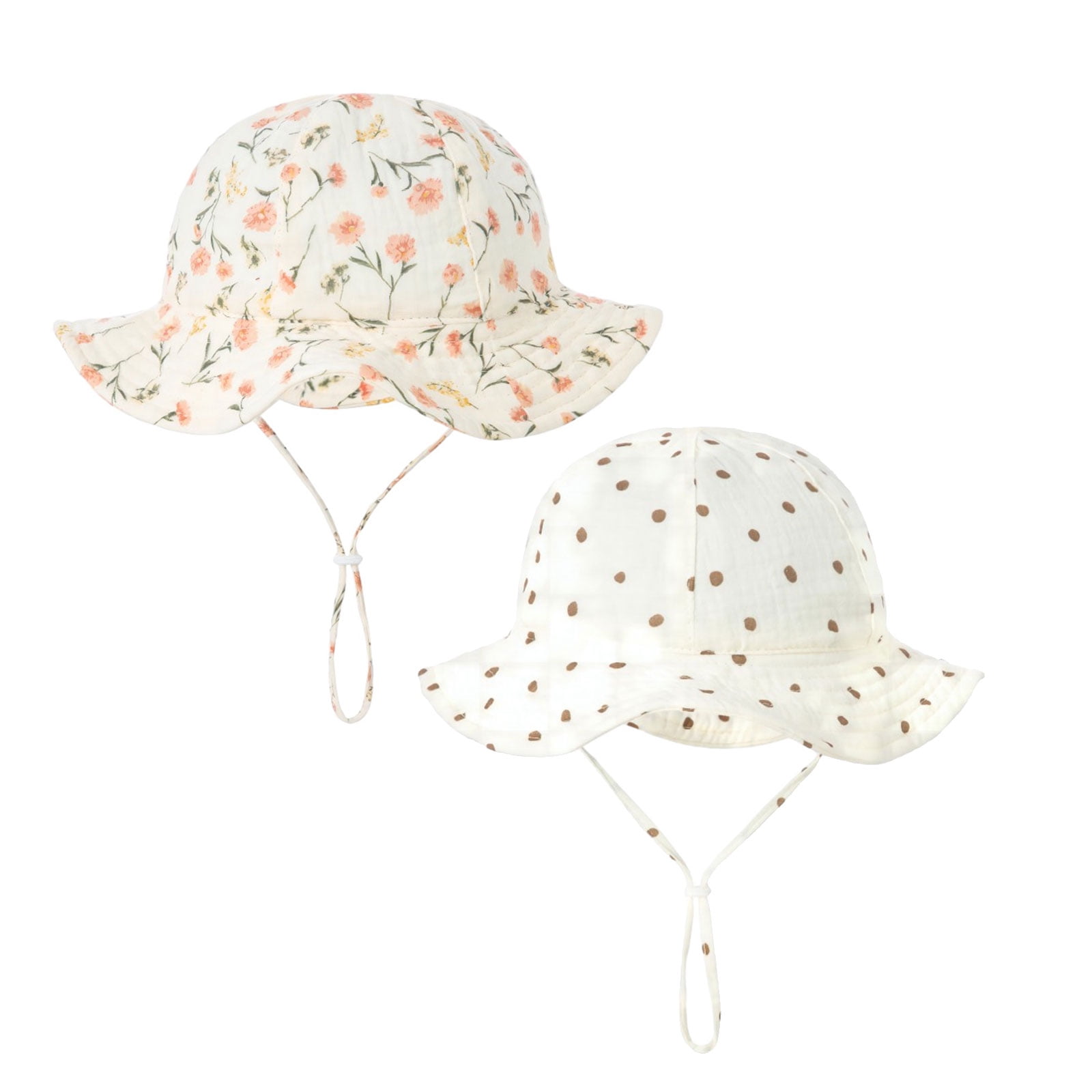 2 Pack Baby Sun Hat Infant Wide Brim Sun Protection Hats Summer Outdoor ...