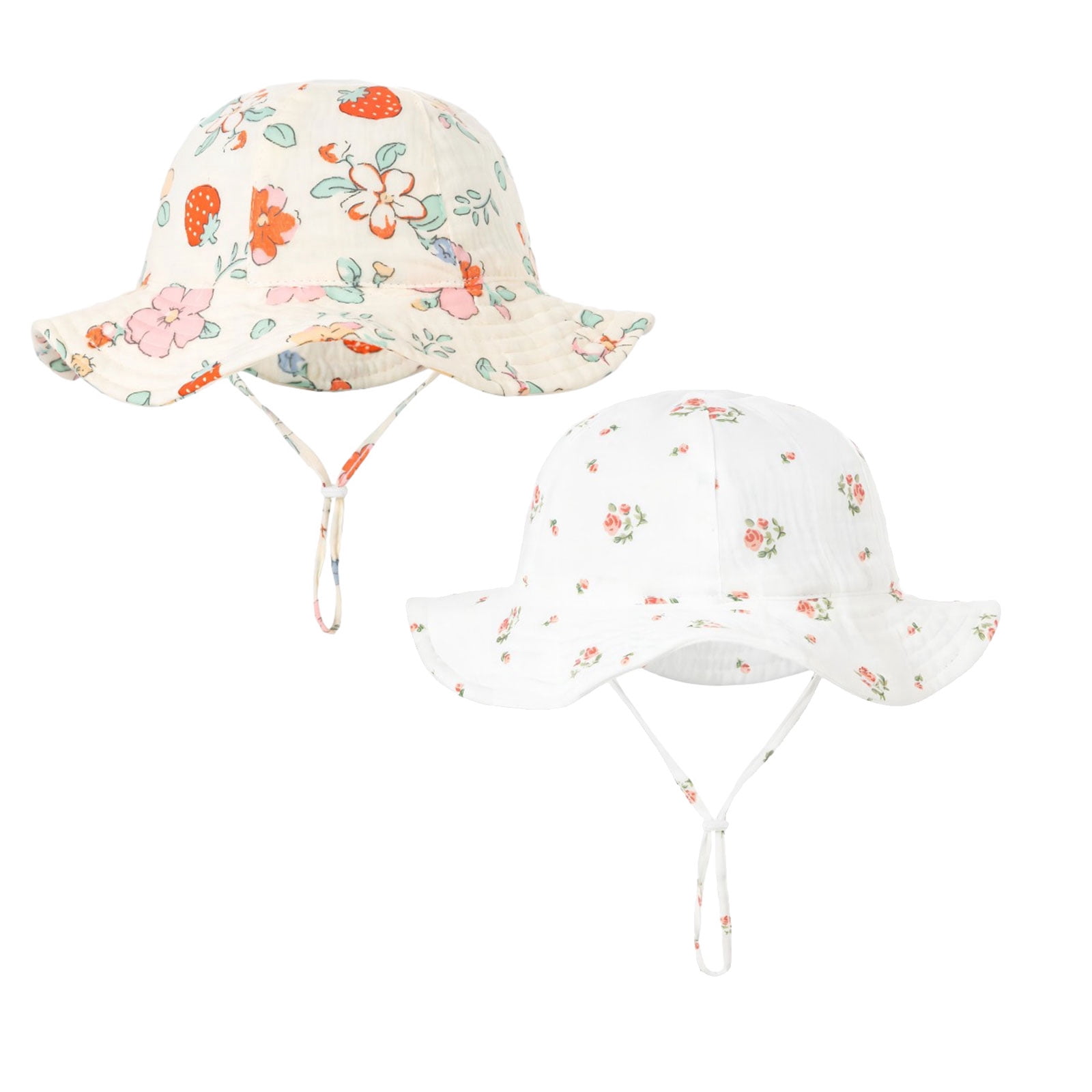 2 Pack Baby Sun Hat Infant Wide Brim Sun Protection Hats Summer Outdoor ...