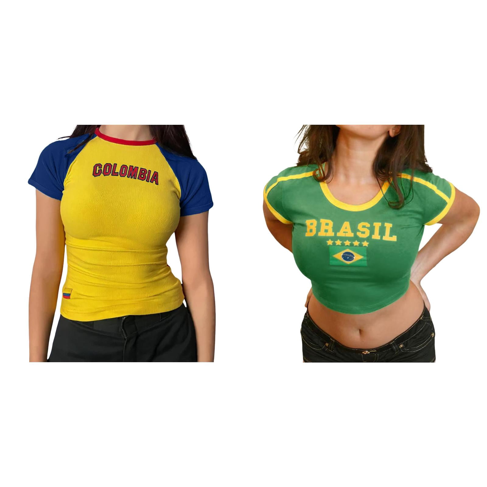 2-Pack,Baby Tees For Women Tops Brazil Crop Top T Shirts Graphic Tees ...