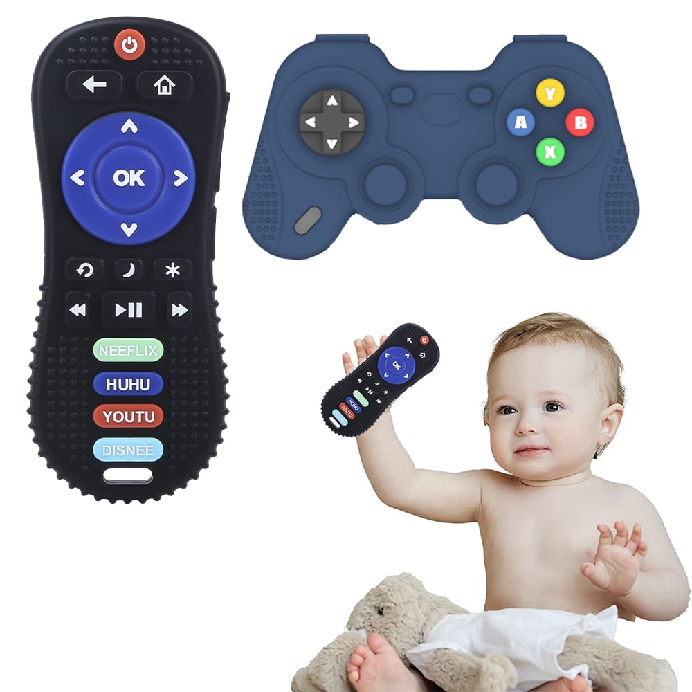 2-Pack Baby Teether Toys Silicone Toddler, TV Remote Control Shape ...