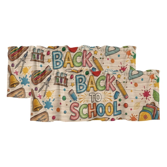 2 Pack Back to School Valance for Window Vintage Earth Globe Pencils ...