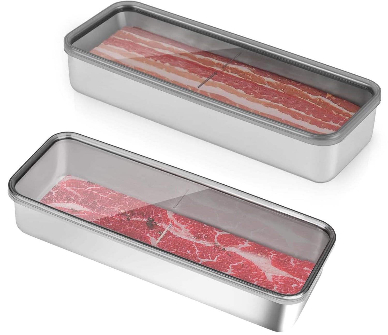 2 Pack Bacon Cheese Container for Refrigerator,Bexikou Stainless Steel ...