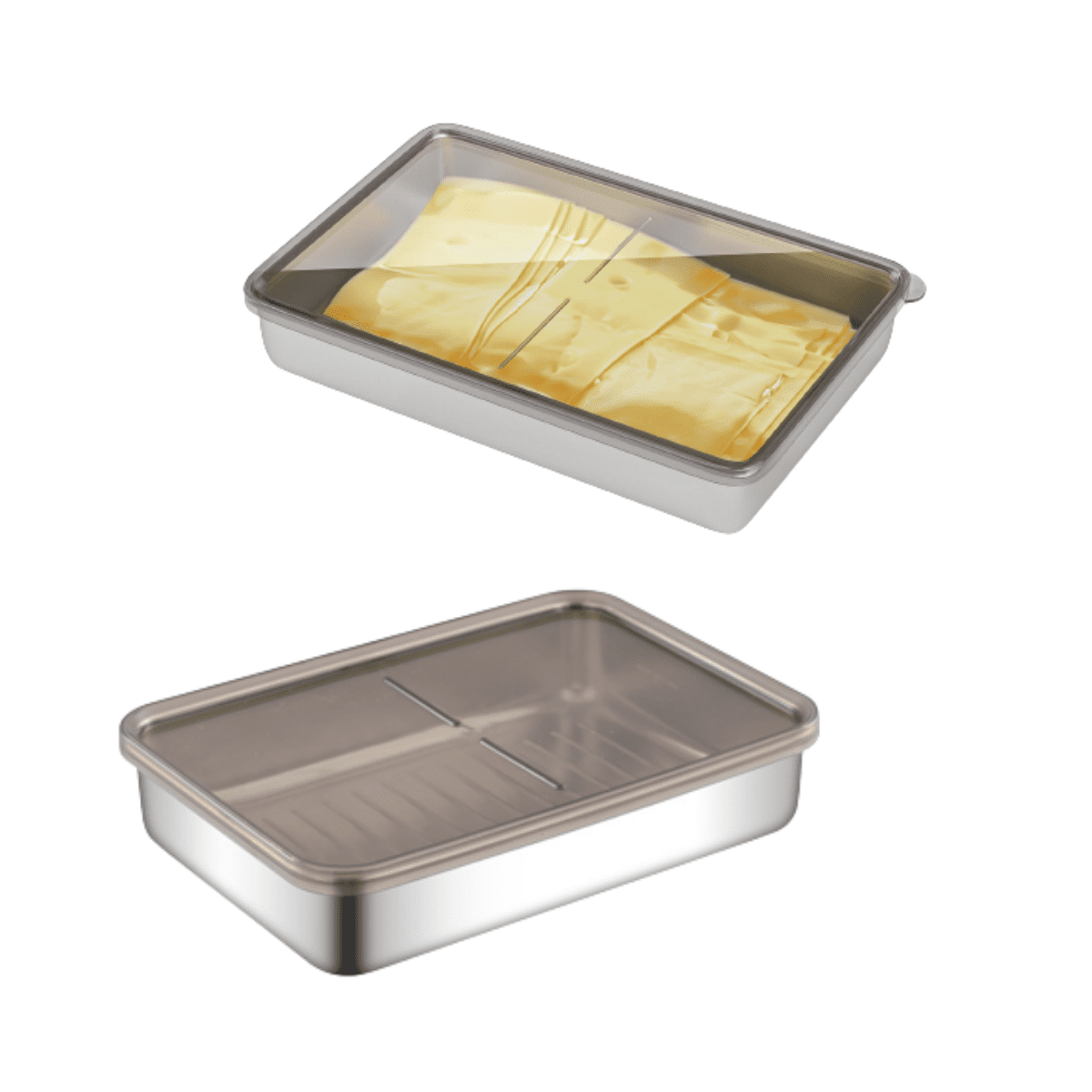 2 Pack Bacon Container for Refrigerator, Trianu Stainless Steel Sealed ...