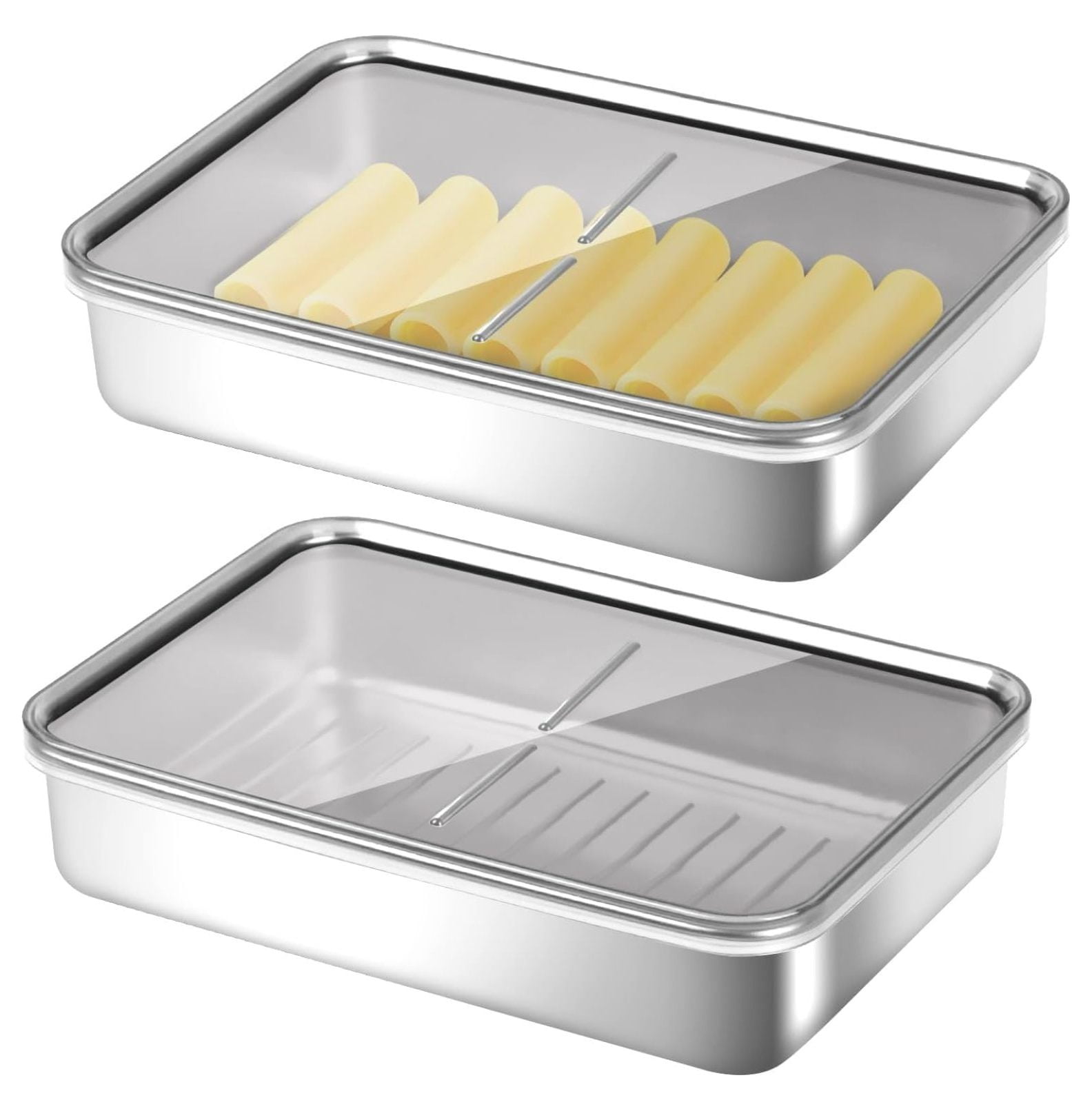 2 Pack Bacon Keeper Container, Cheese Container for Fridge,Lunch Meat ...