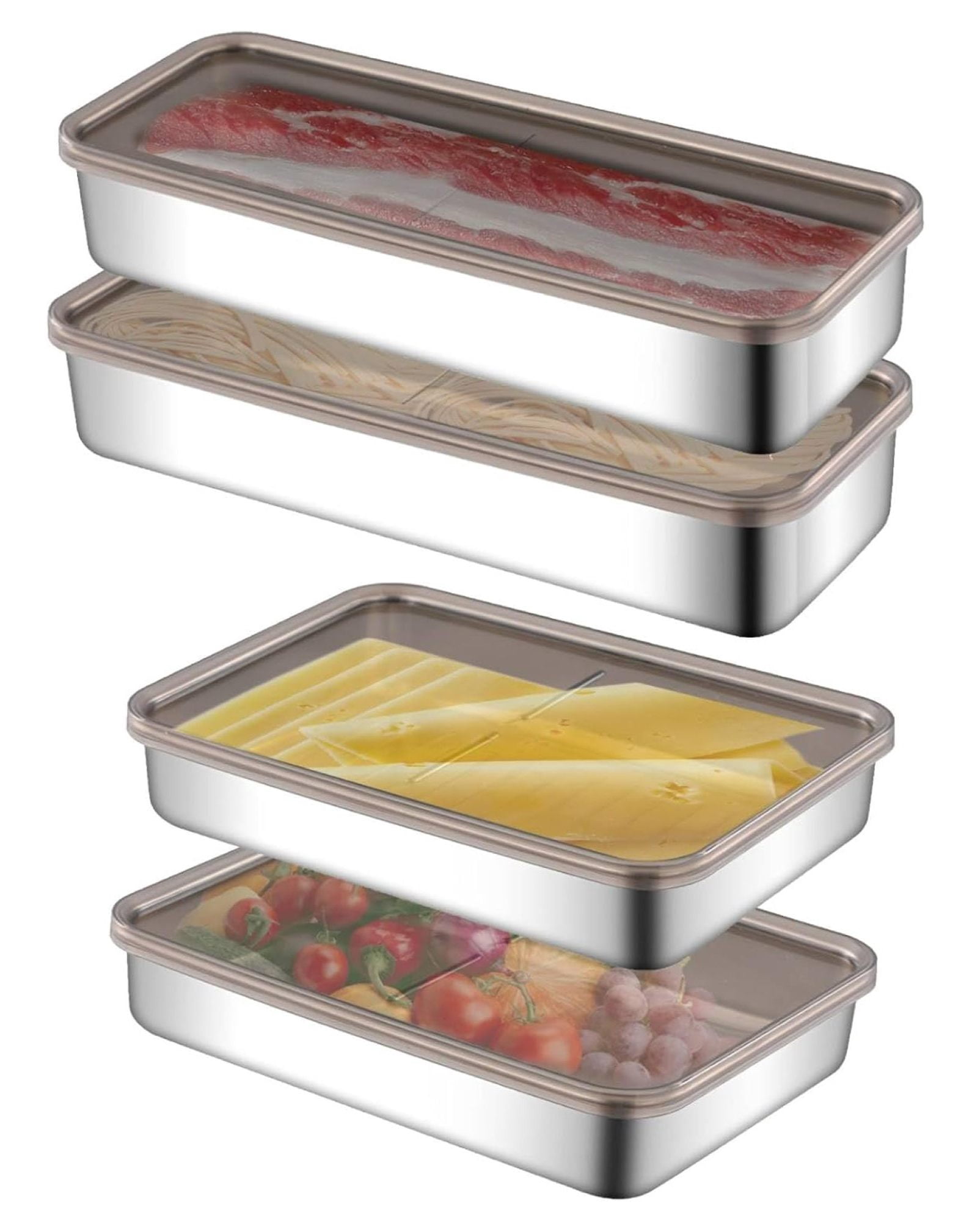 2 Pack Bacon Keeper Container, Cheese Container for Fridge,Lunch Meat ...