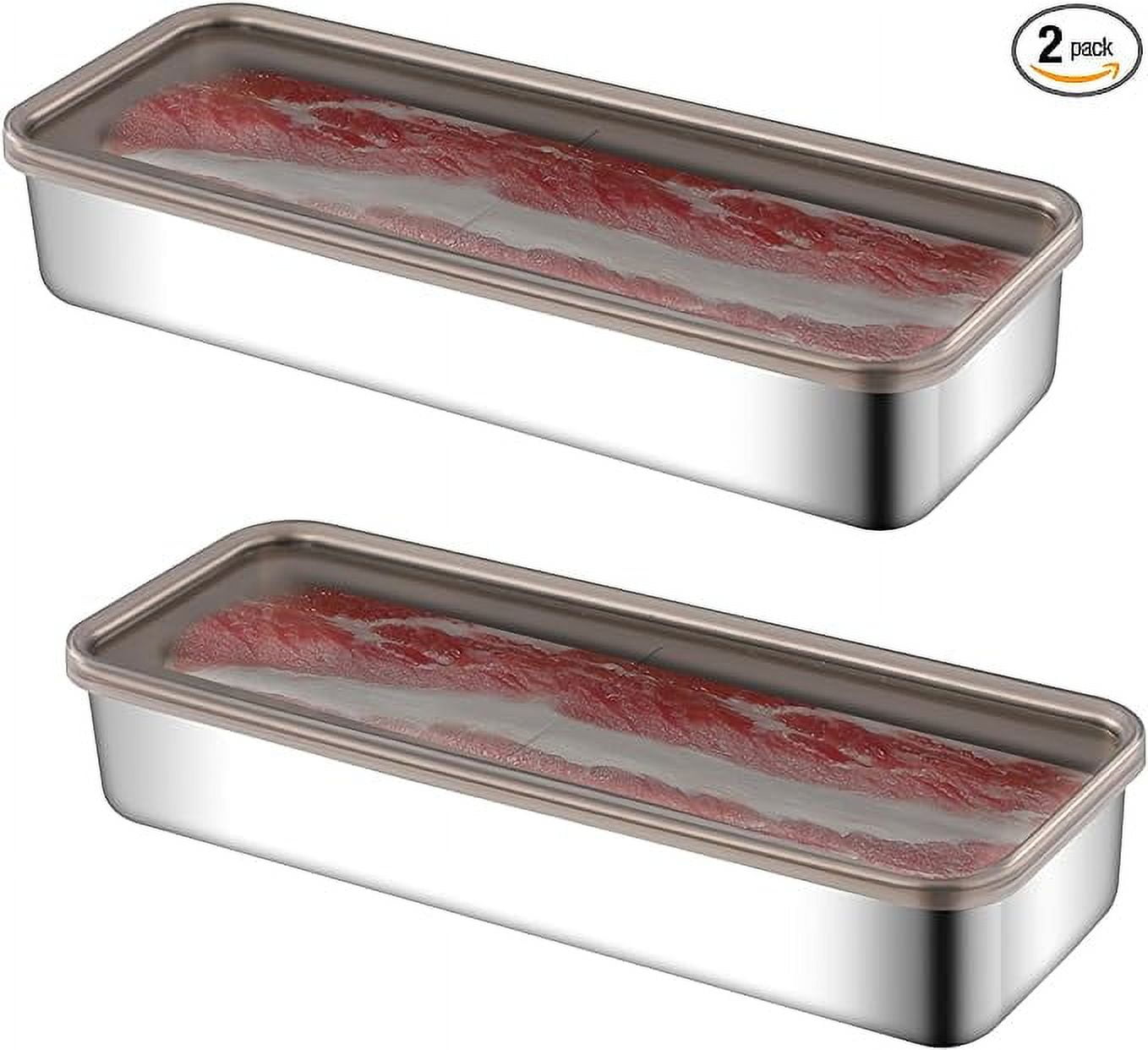 2 Pack Bacon Keeper Container, Cheese Container for Fridge,Lunch Meat ...