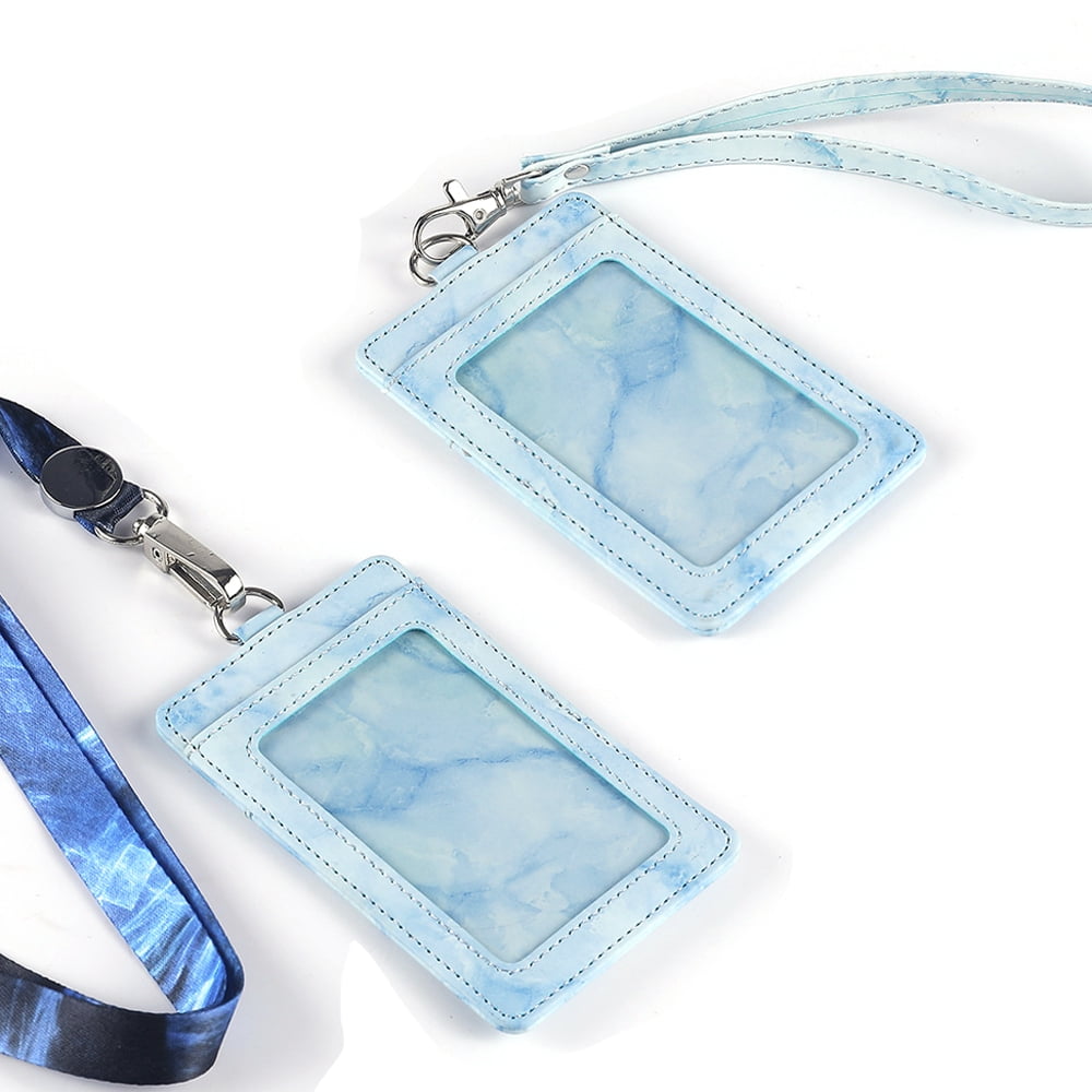 2 Pack Badge Holders, Vertical PU Leather ID Badge Card Holder with ID ...