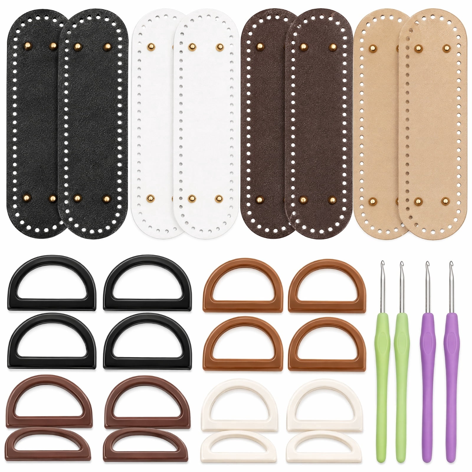 qiqianshu 2-Pack Crochet Bag Bases with Purse Handles, PU Leather ...