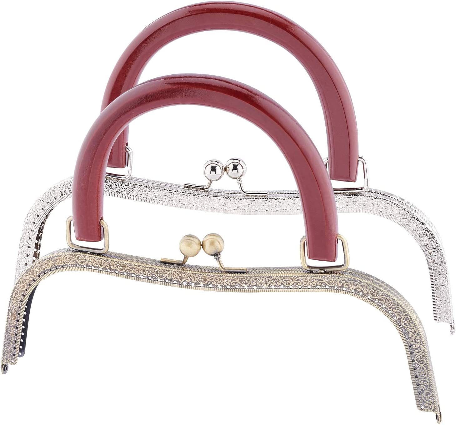 2 Pack Bag Clasp Frame 10 inch Large Metal Purse Frame Kiss Clasp Lock ...