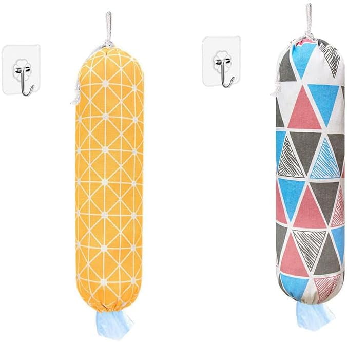 2 Pack Bag Dispenser for Plastic Bags, Reusable Linen Plastic Bag ...