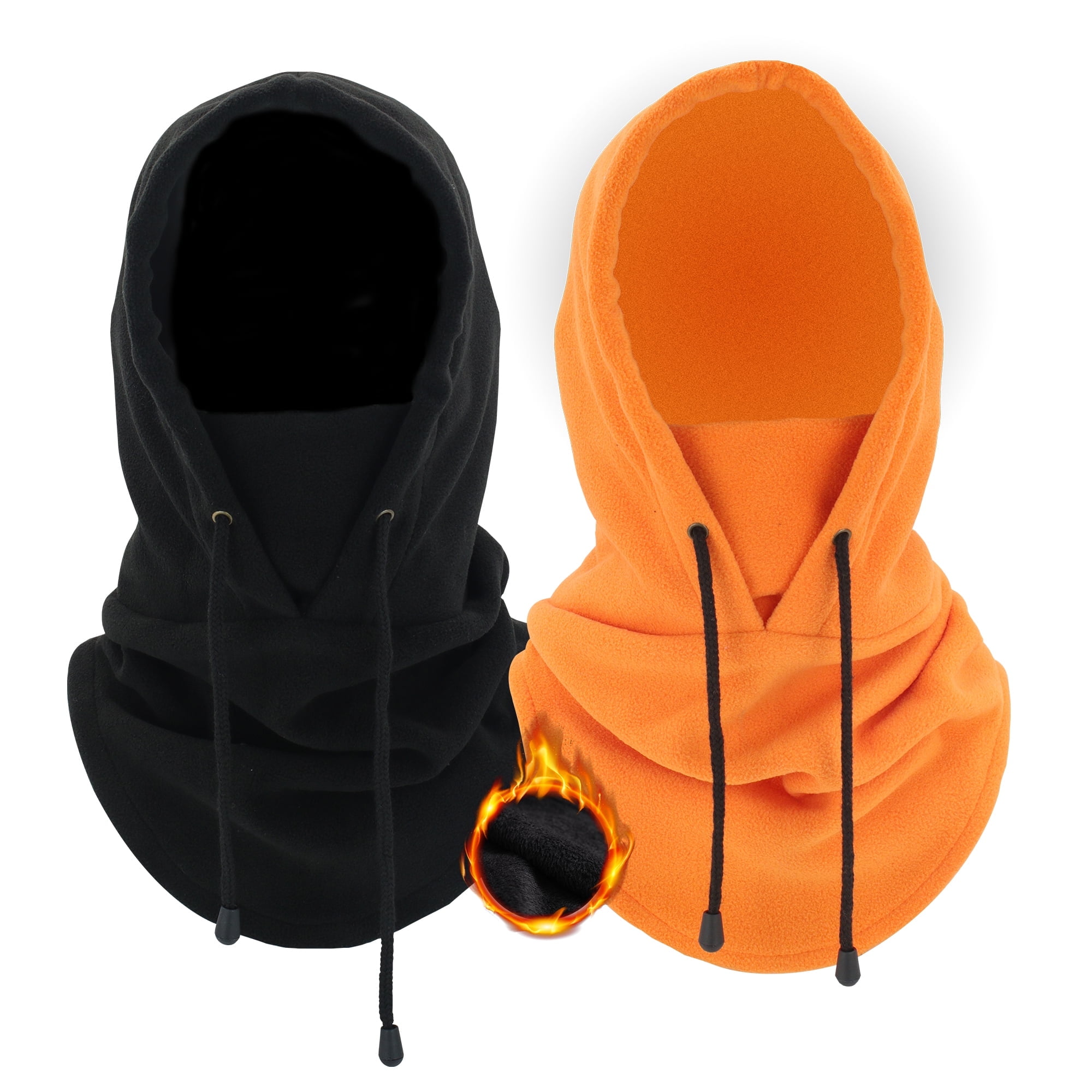 2 Pack Ski Masks Thermal Balaclava for Men Adjustable Black Face and ...