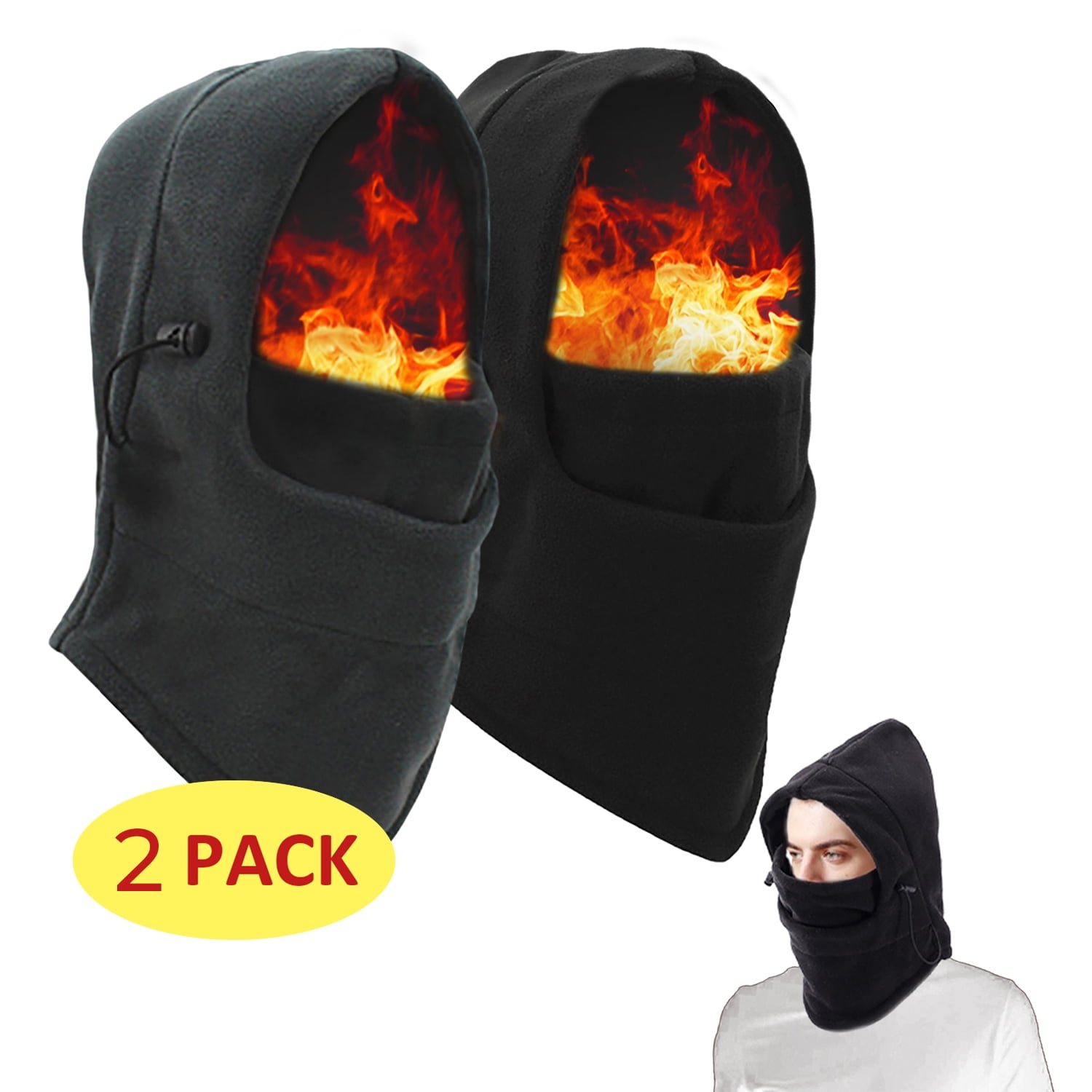 2 Pack Balaclava Ski Mask for Men, Women, Youth - Full Face Cover for ...