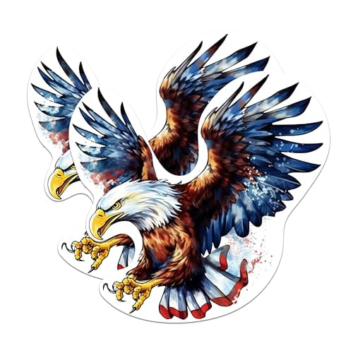 (2 Pack) Bald Eagle American Flag Patriotic Stickers - USA American ...