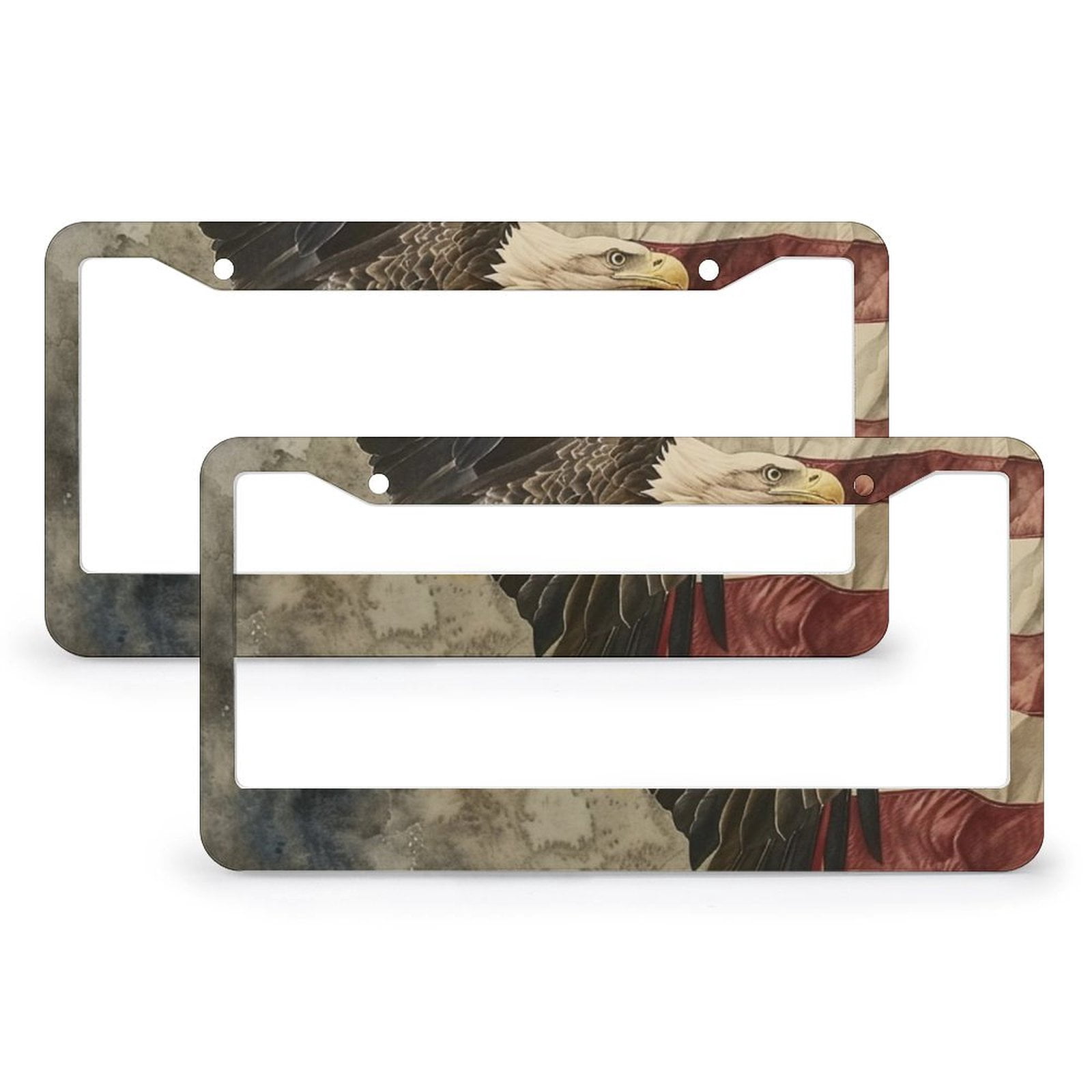2 Pack Bald Eagle Flying over American Flag License Plate Frames USA ...
