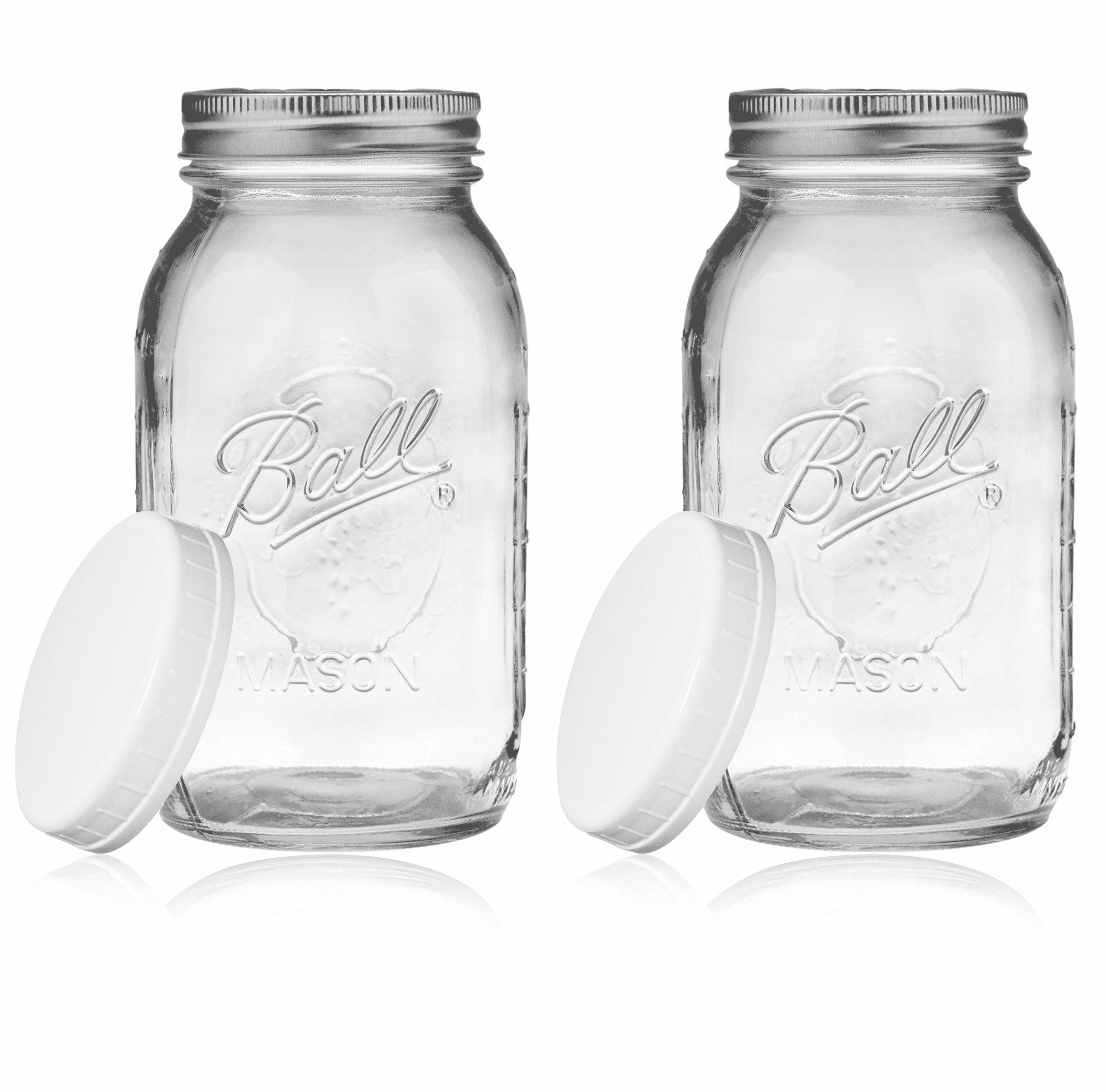 (2-Pack) Ball 32oz Regular Mouth Mason Jars with Lids, Bands, Screw-On ...