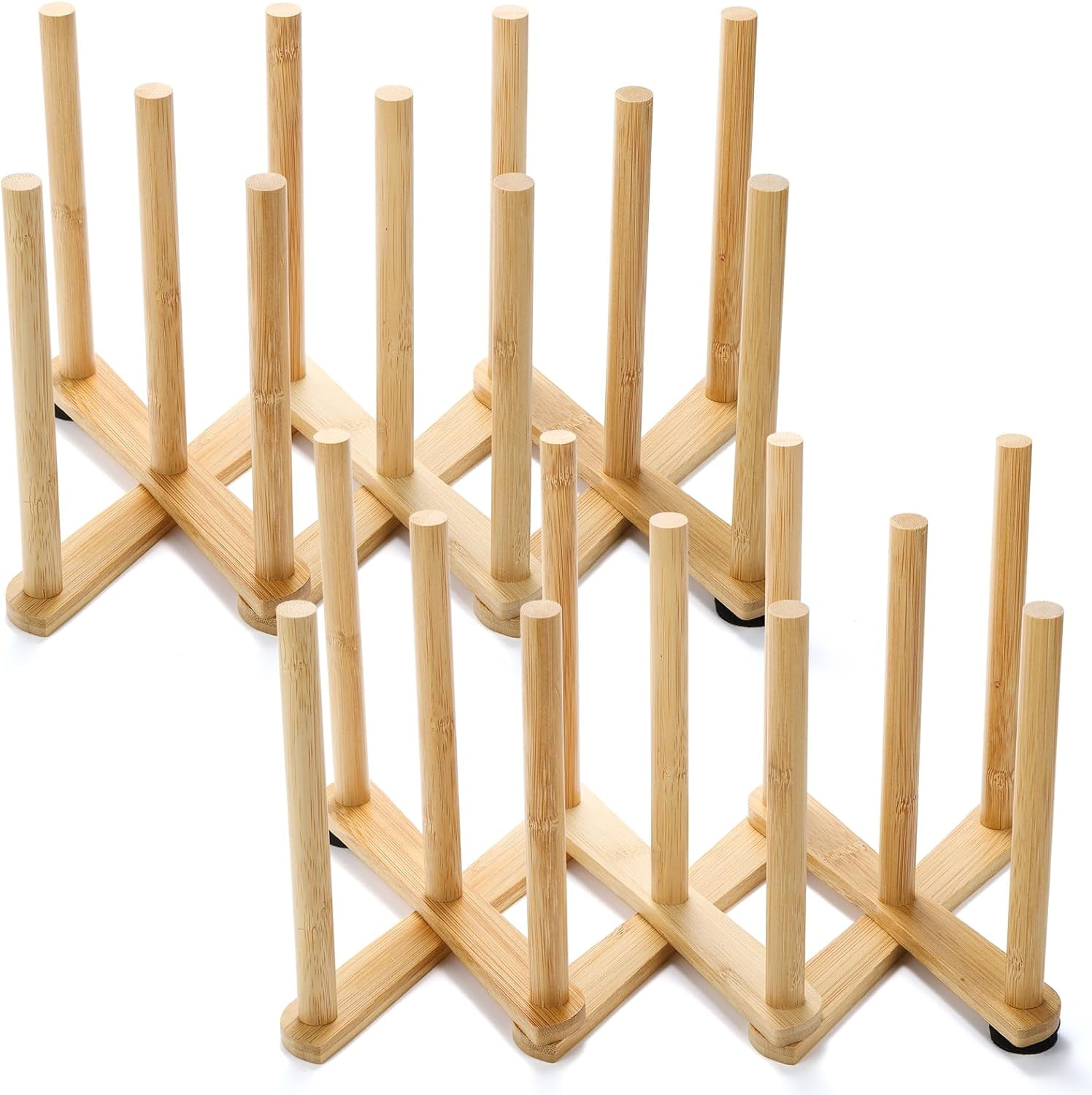 2 Pack Bamboo Bottle Drying Rack, Retractable Bottle Cup Dish Drying ...