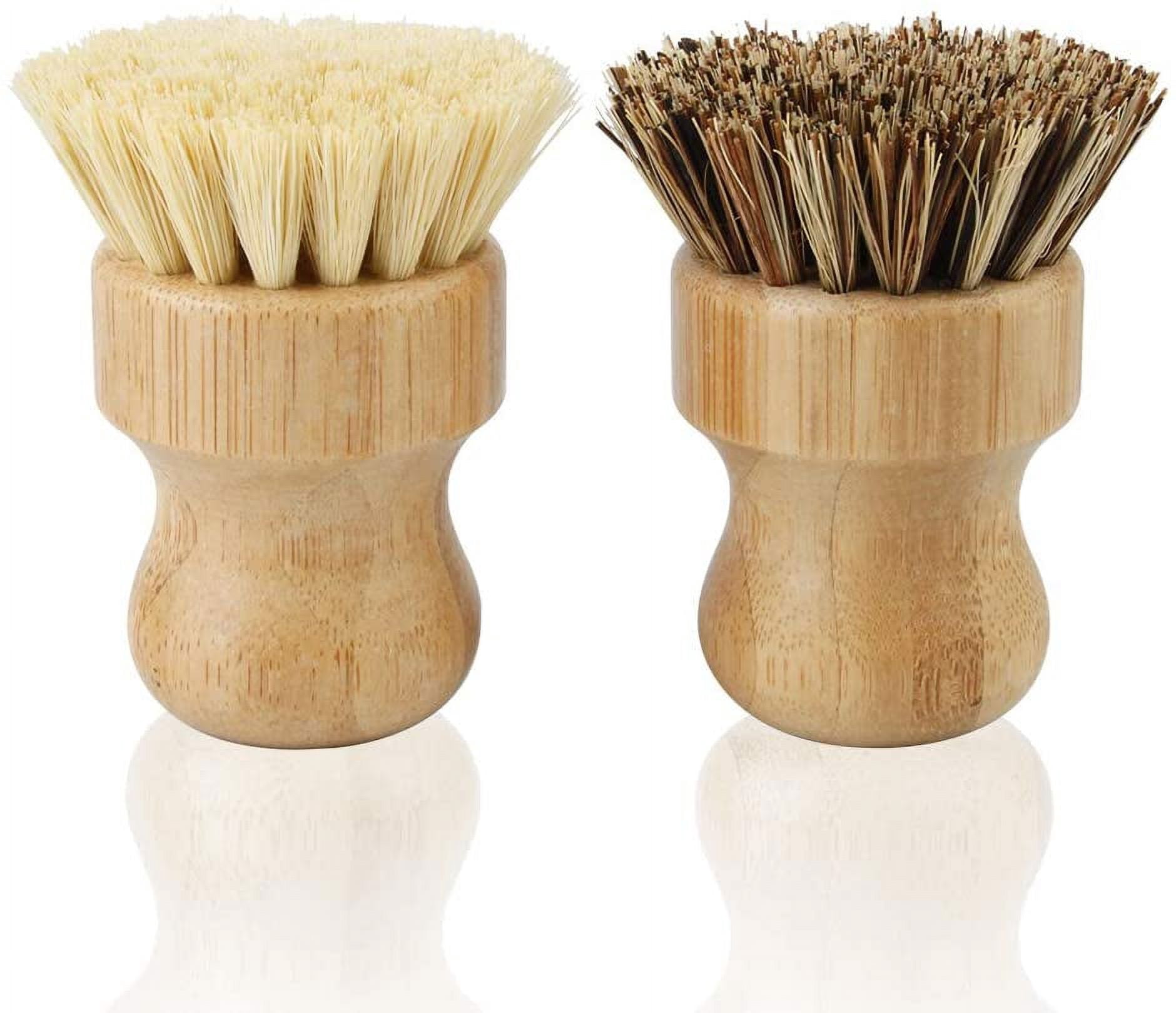 2 Pack Bamboo Dish Scrub Brush, Natural Scrub Cleaning Brush Vegetable ...