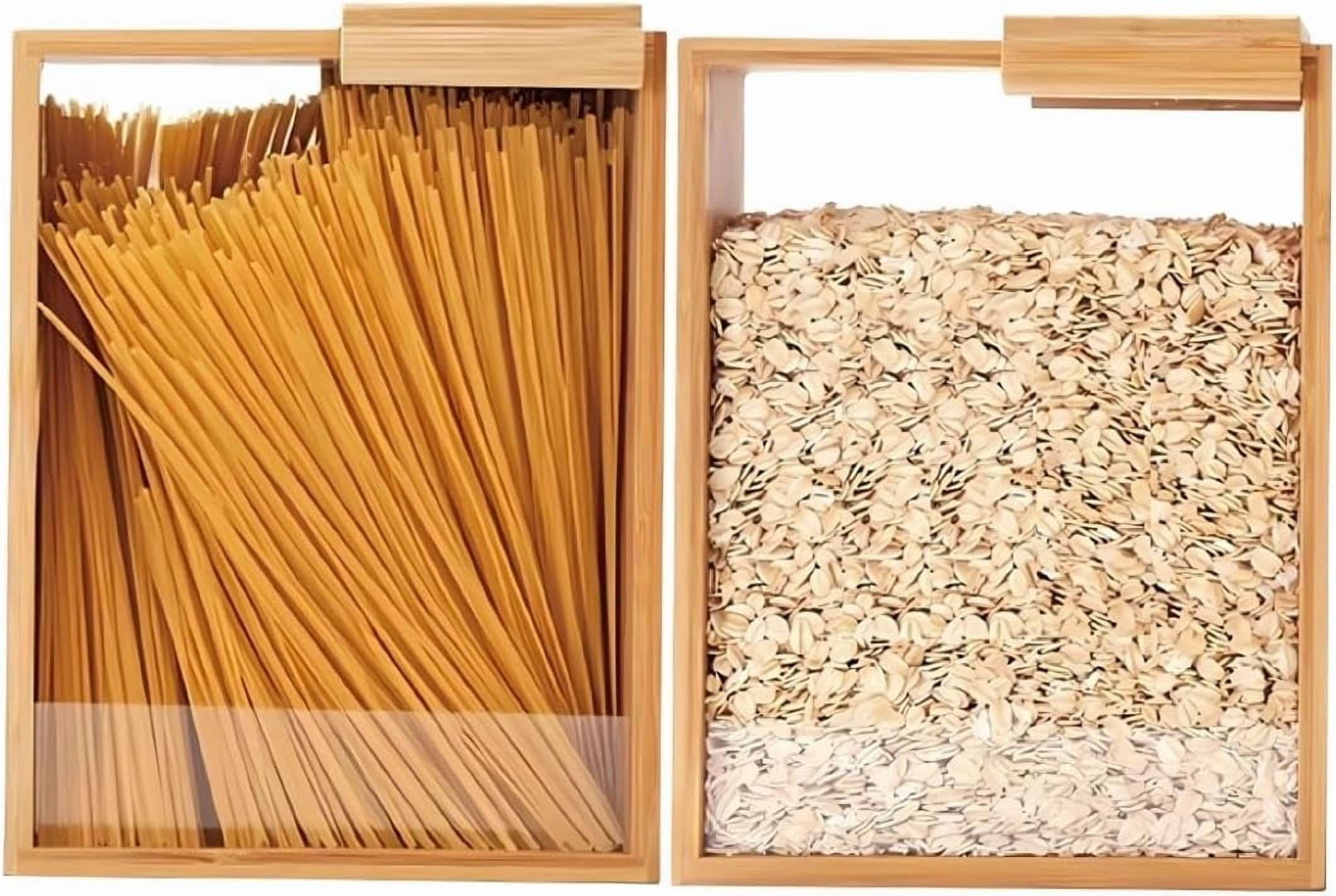 2 Pack Bamboo Food Storage Container Dispenser 3L Kitchen Organizers ...