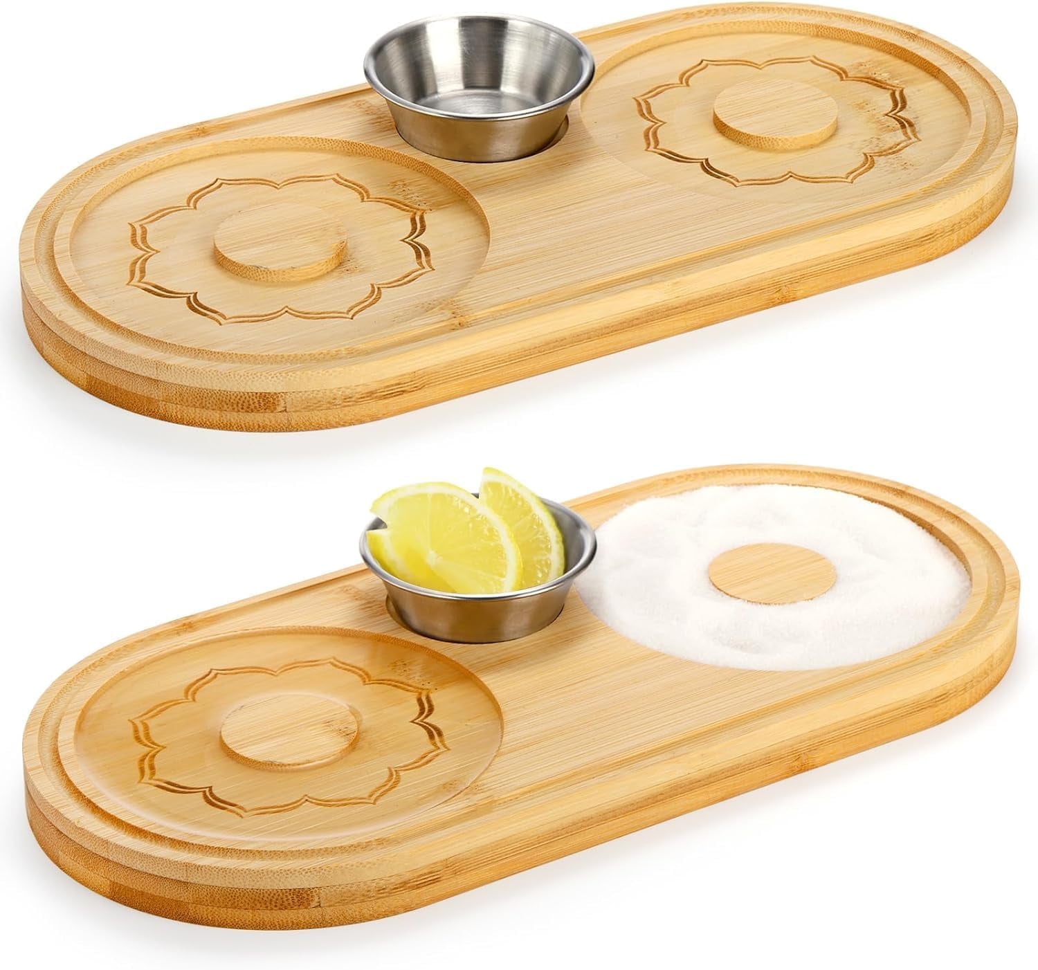 2 Pack Bamboo Margarita Salt and Sugar Rimmer Set for Wide Glasses up ...