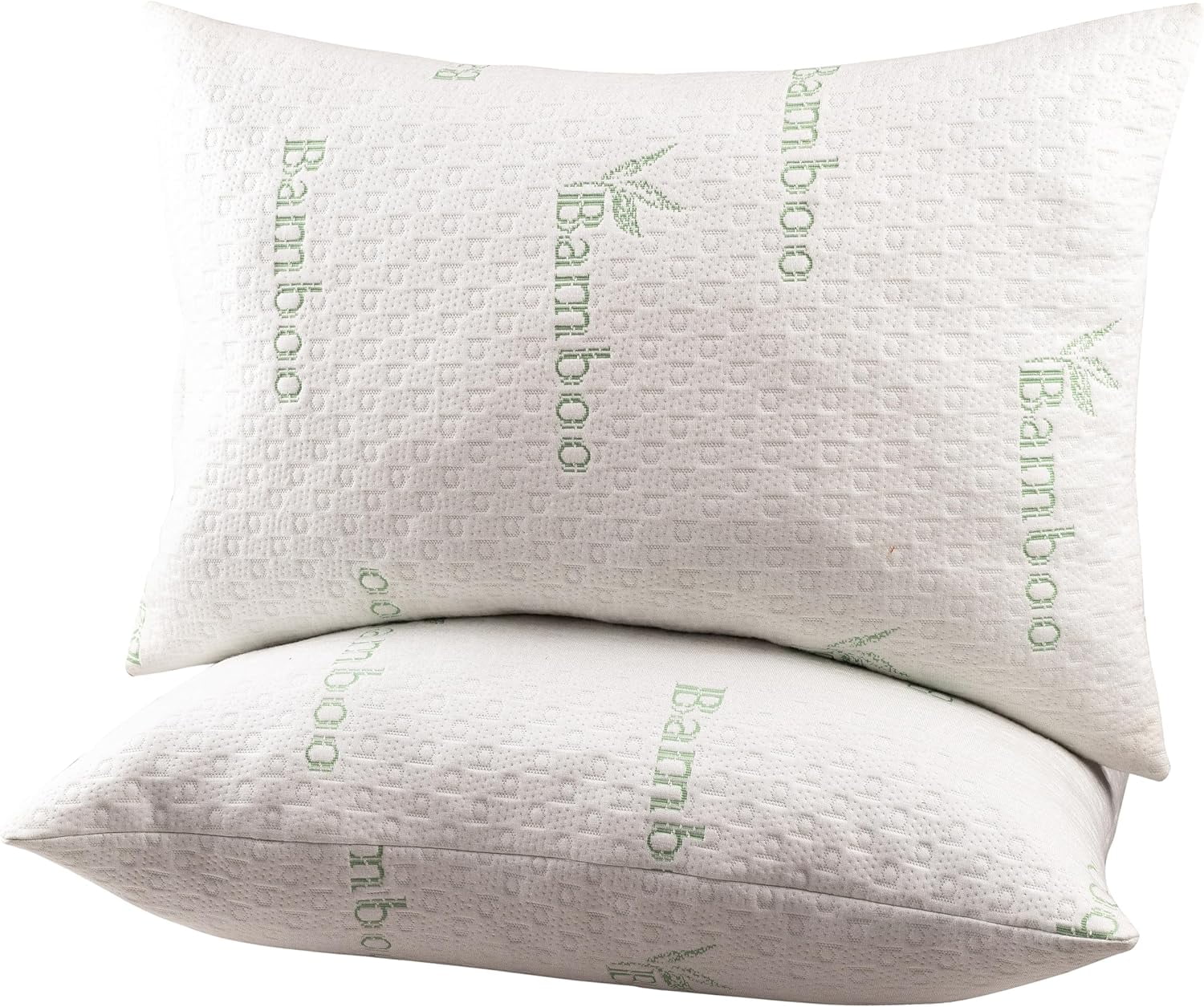 2 Pack Bamboo Pillow for Sleeping - Adjustable Soft/Firm, Plush Fiber ...