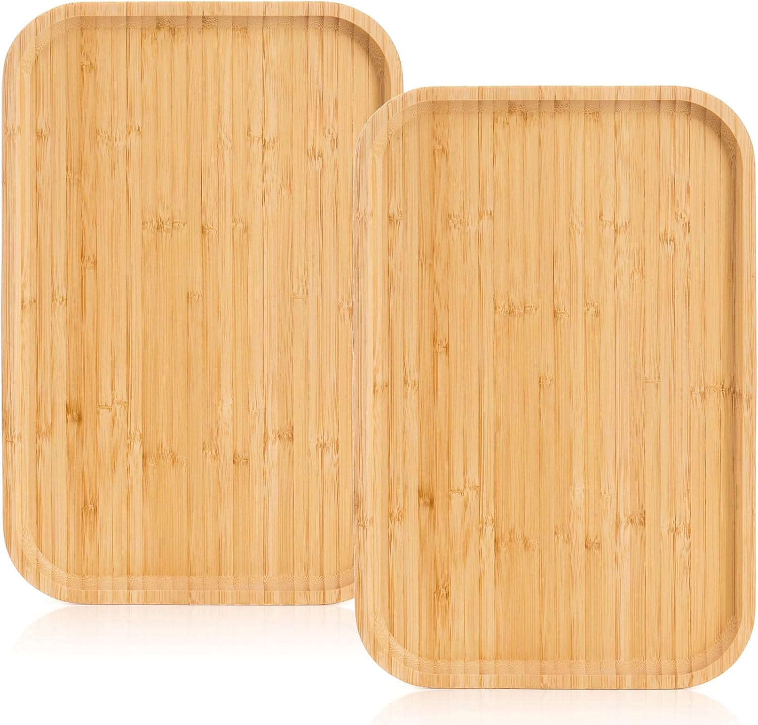 2 Pack Bamboo Tray Cheese Plate, 14x9 Inches Food Serving Saucer Wood ...