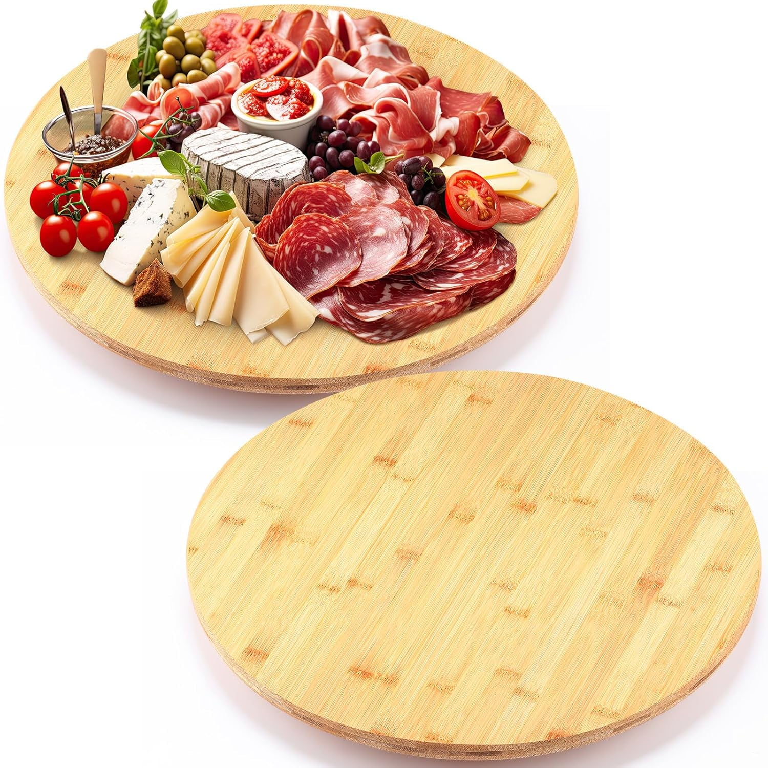 2 Pack Bamboo Wood Lazy Susan Rotating Turntable Organizer Wooden ...