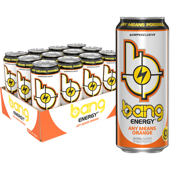 2 Pack Bang Energy Drink, Any Means Orange, 16 fl oz, 12 Cans - Walmart.com