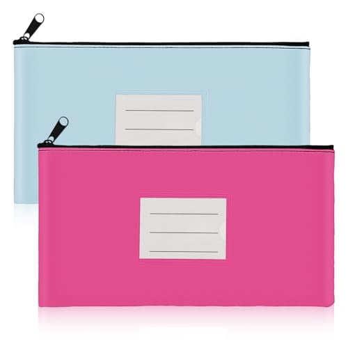 2-Pack Bank Deposit Money Bags with Zipper,11 x 6 Inches,PU Leather ...