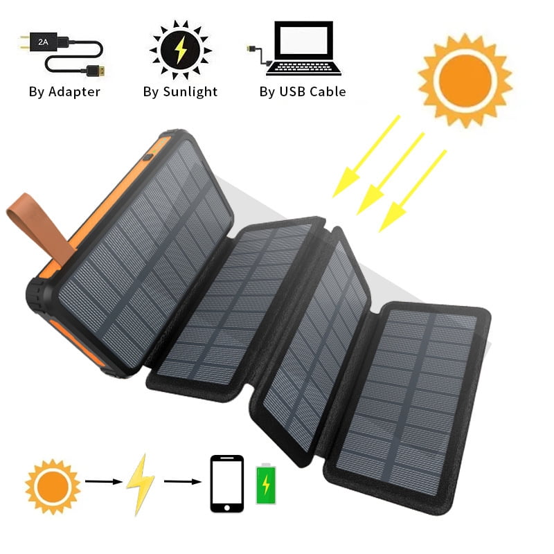 4 Pack Baokaler 20000mAh Solar Charger 4 Panels Detachable, Portable ...