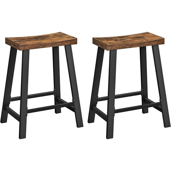 VASAGLE Set of 2 Kitchen Bar Stools with Footrest, Wide Curved Seat ...