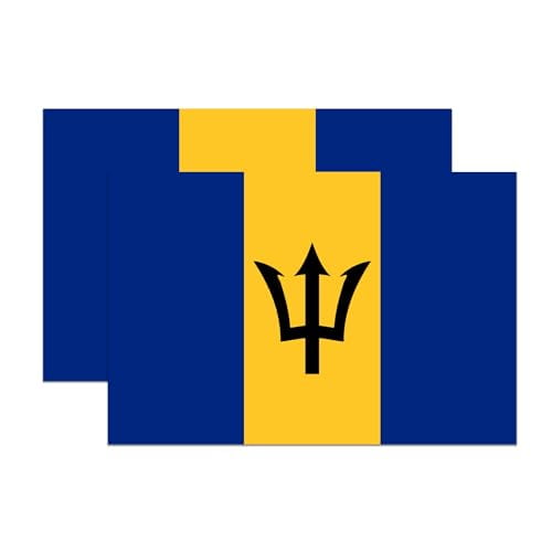 (2 Pack) Barbados World Flag Stickers - Barbados Pride - 5 Inches On ...