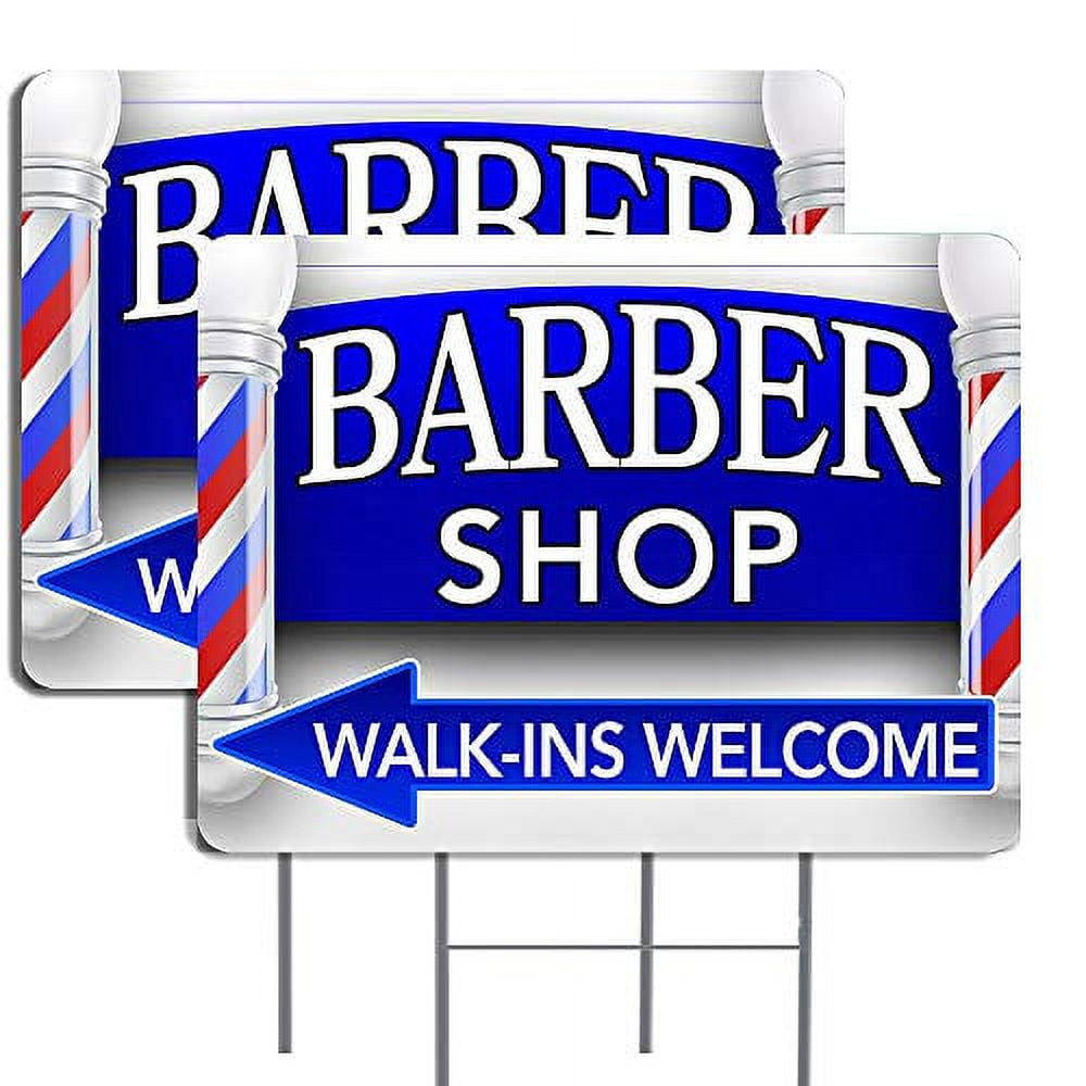 2 Pack Barber Shop (Arrow) Yard Sign 16" x 24" - Double-Sided Print ...