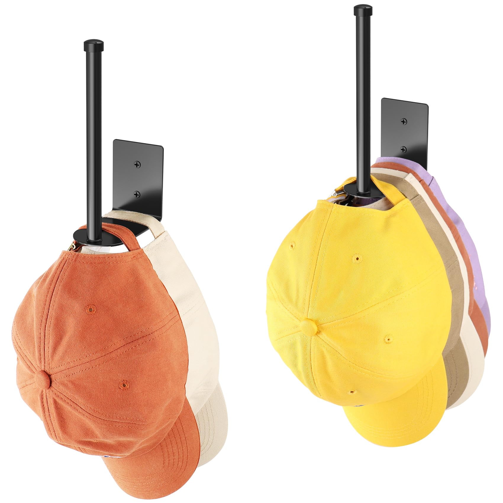 2 Pack Baseball Cap Racks, Stainless Steel Hat Organizer Wall Mount for ...