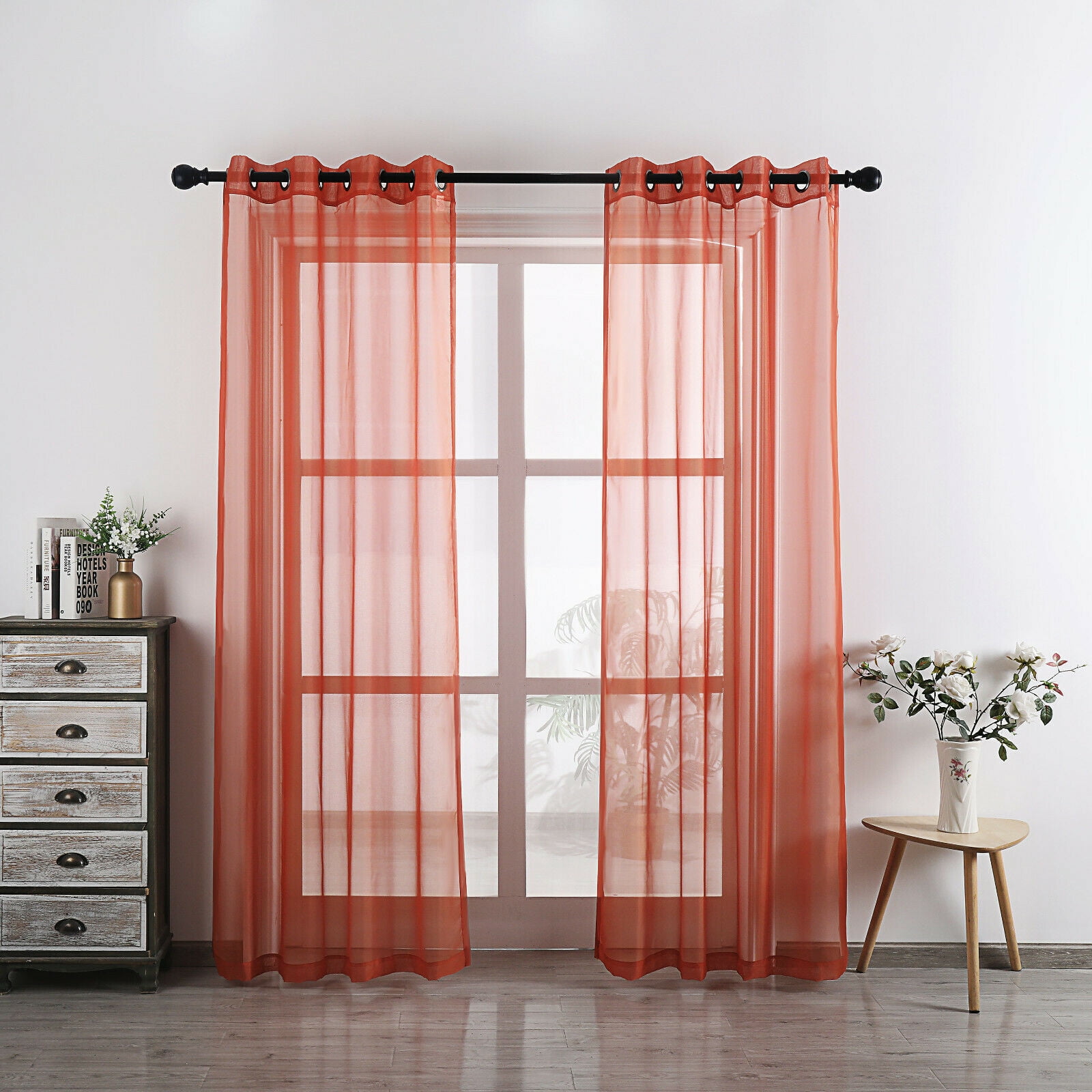 2 Pack Basic Home Grommet Top Sheer Voile Window Curtains - Assorted ...