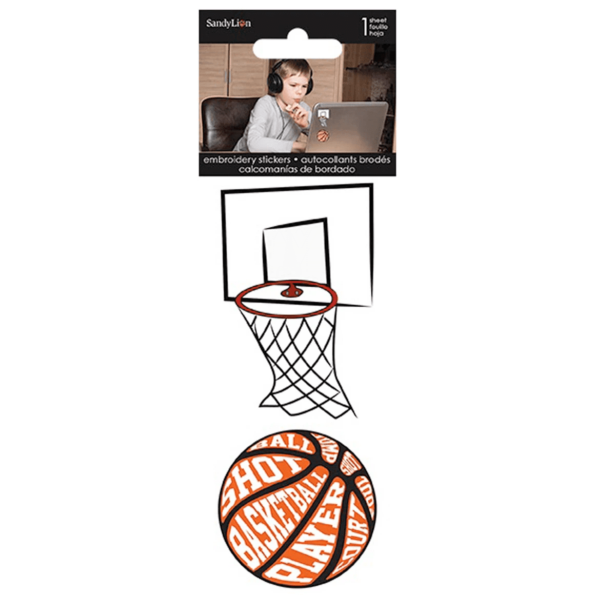 2 Pack Basketball, Hoop Embroidered Stickers, Dynamic Motion Design ...