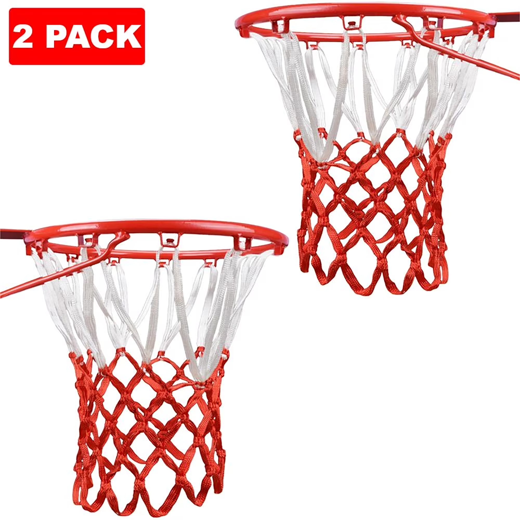2 Pack Basketball Net Replacement, Heavy Duty 12 Loops Anti Whip Hoop ...