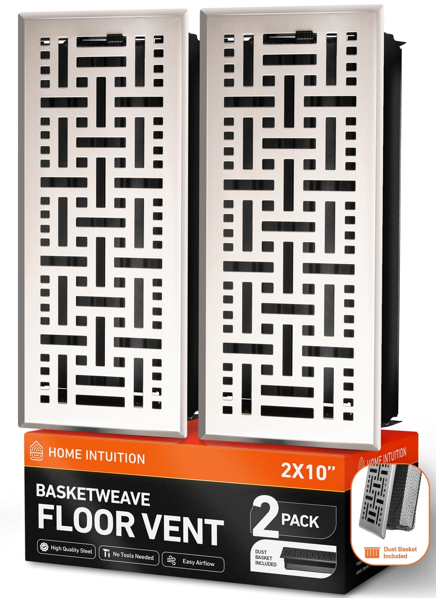 2-Pack Basketweave 2" X 14" Floor Vent Covers Register With Mesh Net ...