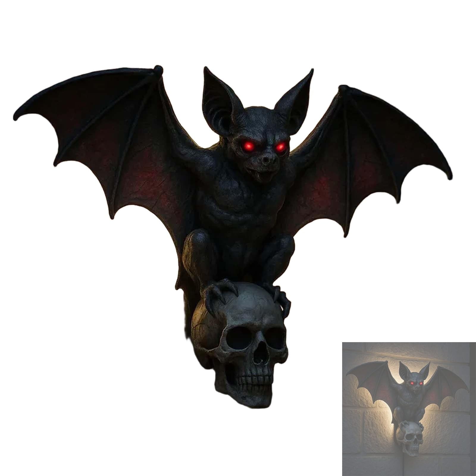 2 Pack Bat Skull Wall Lamp, Gothic Wall Sconce with 3D Skull and Bat ...