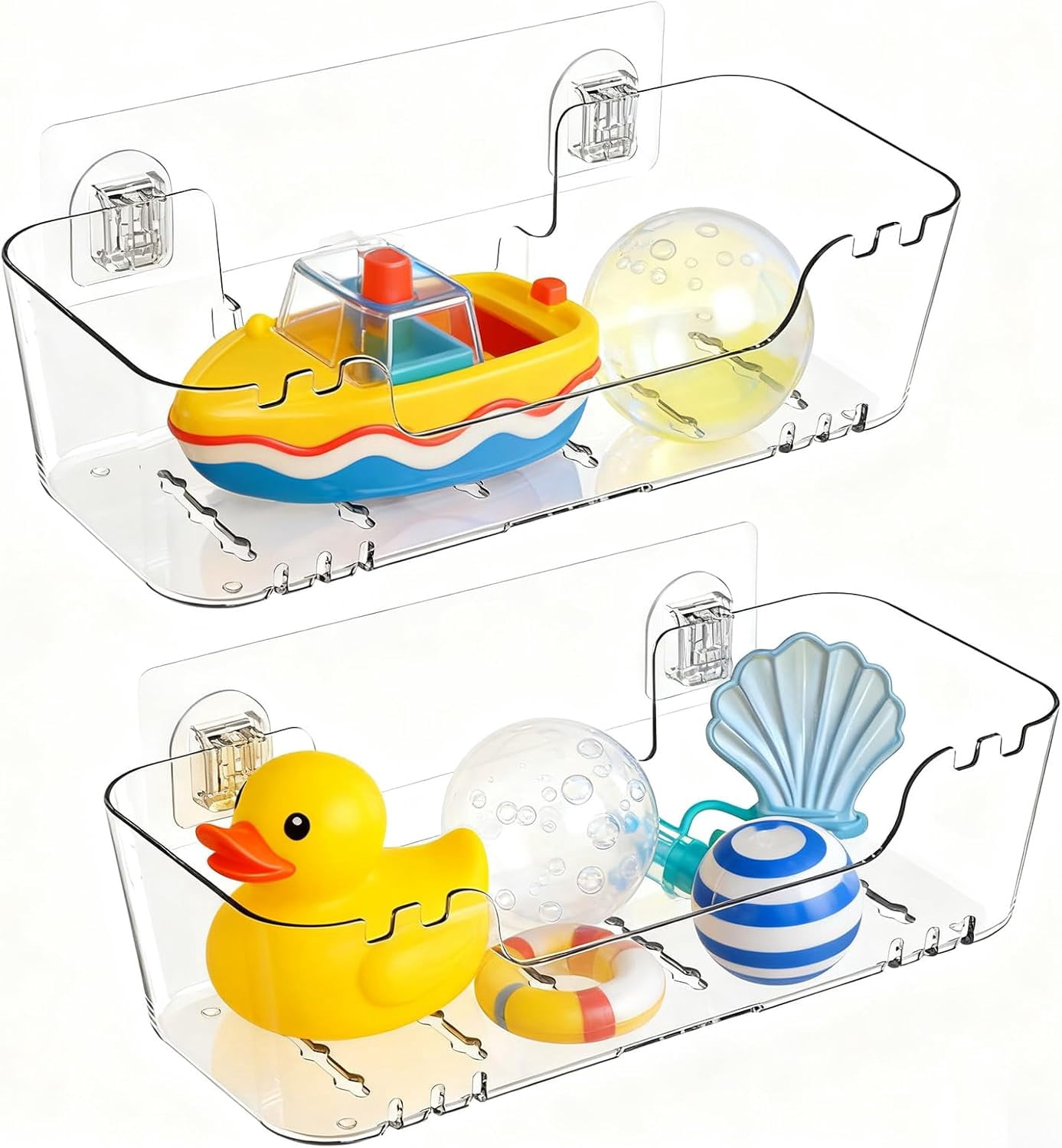 2 Pack Bath Toy Storage Holder - Large Capacity Suction Cup Shower ...