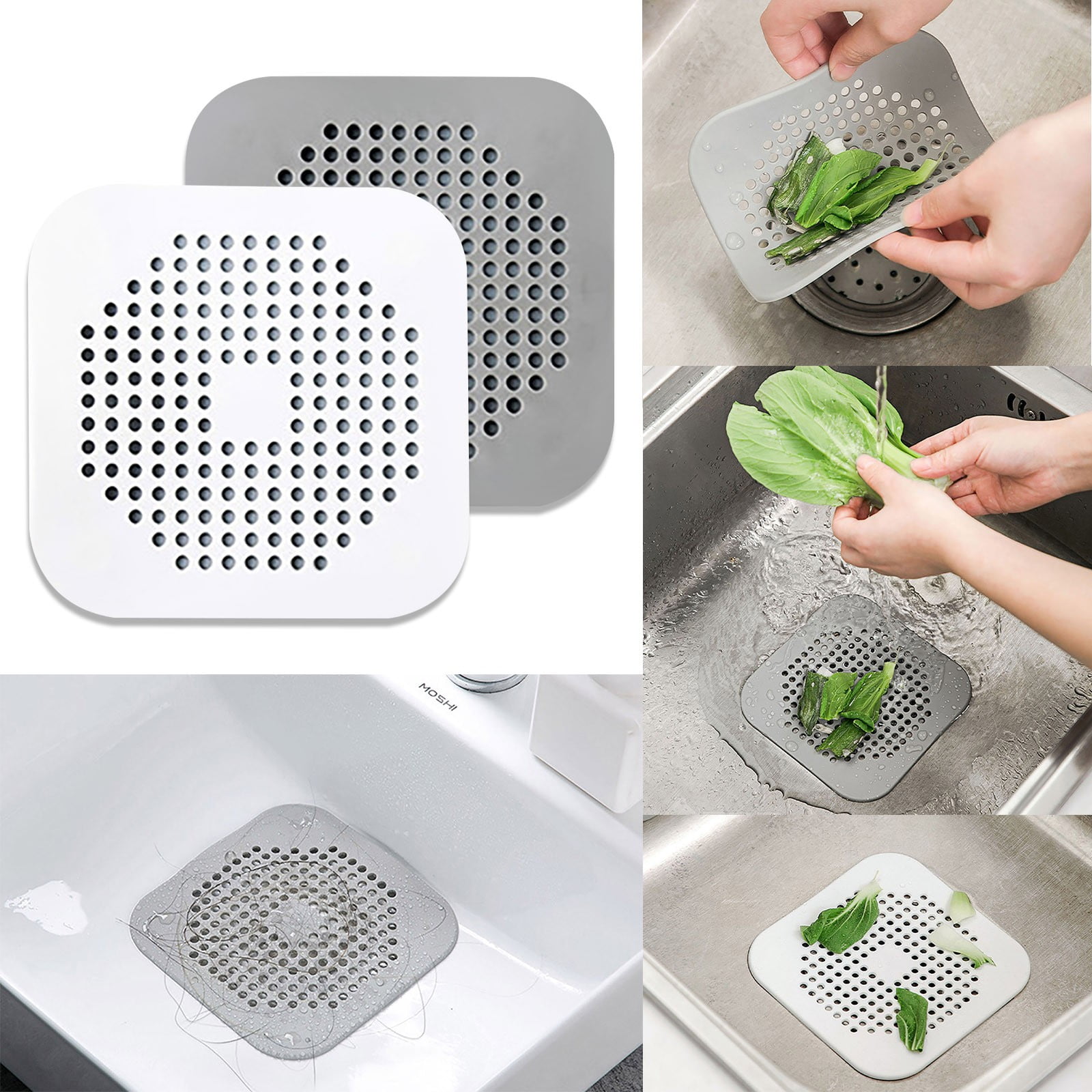 2 Pack Bath Tub Drain Strainer Bathroom Sink Accessories Drain Plug ...