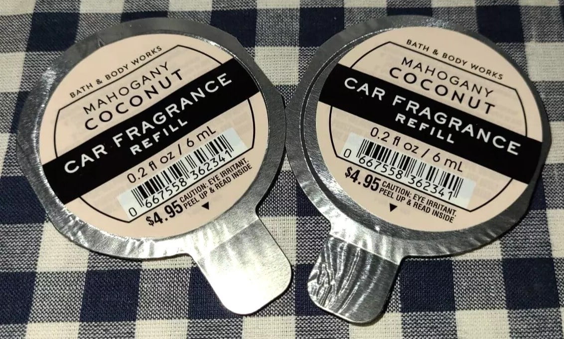 2 Pack Bath and Body Works Mahogany Coconut Car Fragrance Refills 0.2 ...