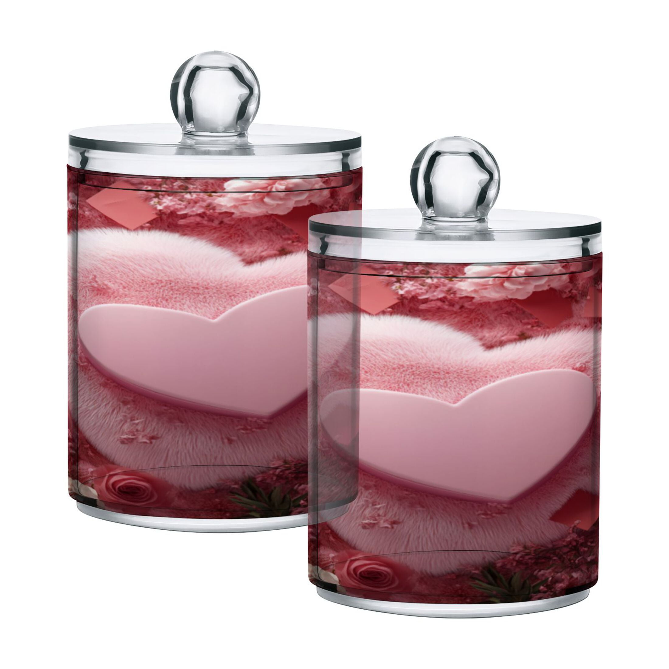 2 Pack Bathroom Canisters Transparent Storage Jar for Cotton Ball, Swab ...
