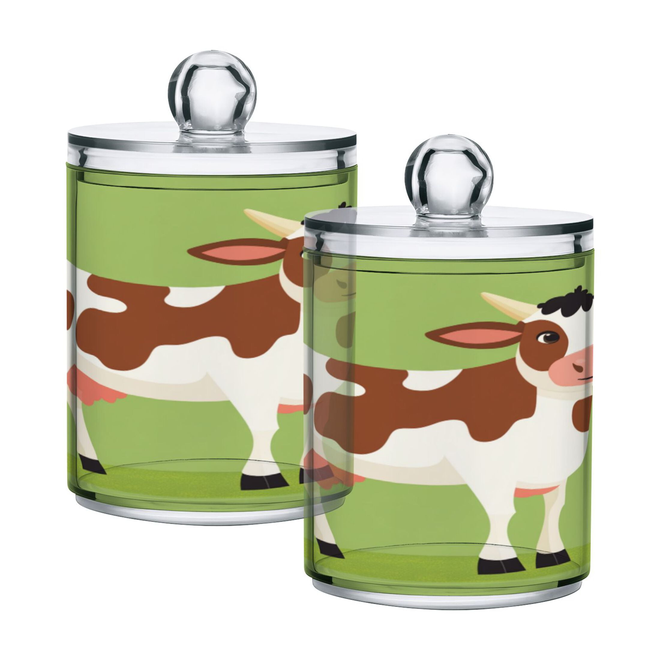 2 Pack Bathroom Canisters Transparent Storage Jar for Cotton Ball, Swab ...