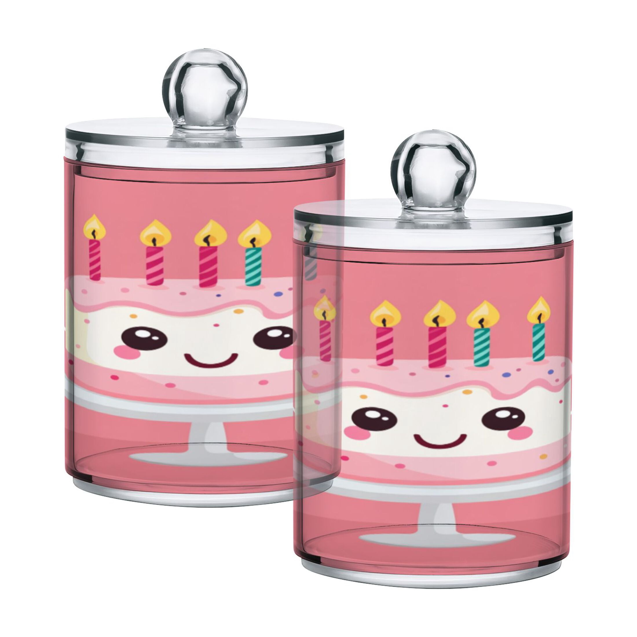 2 Pack Bathroom Canisters Transparent Storage Jar for Cotton Ball, Swab ...