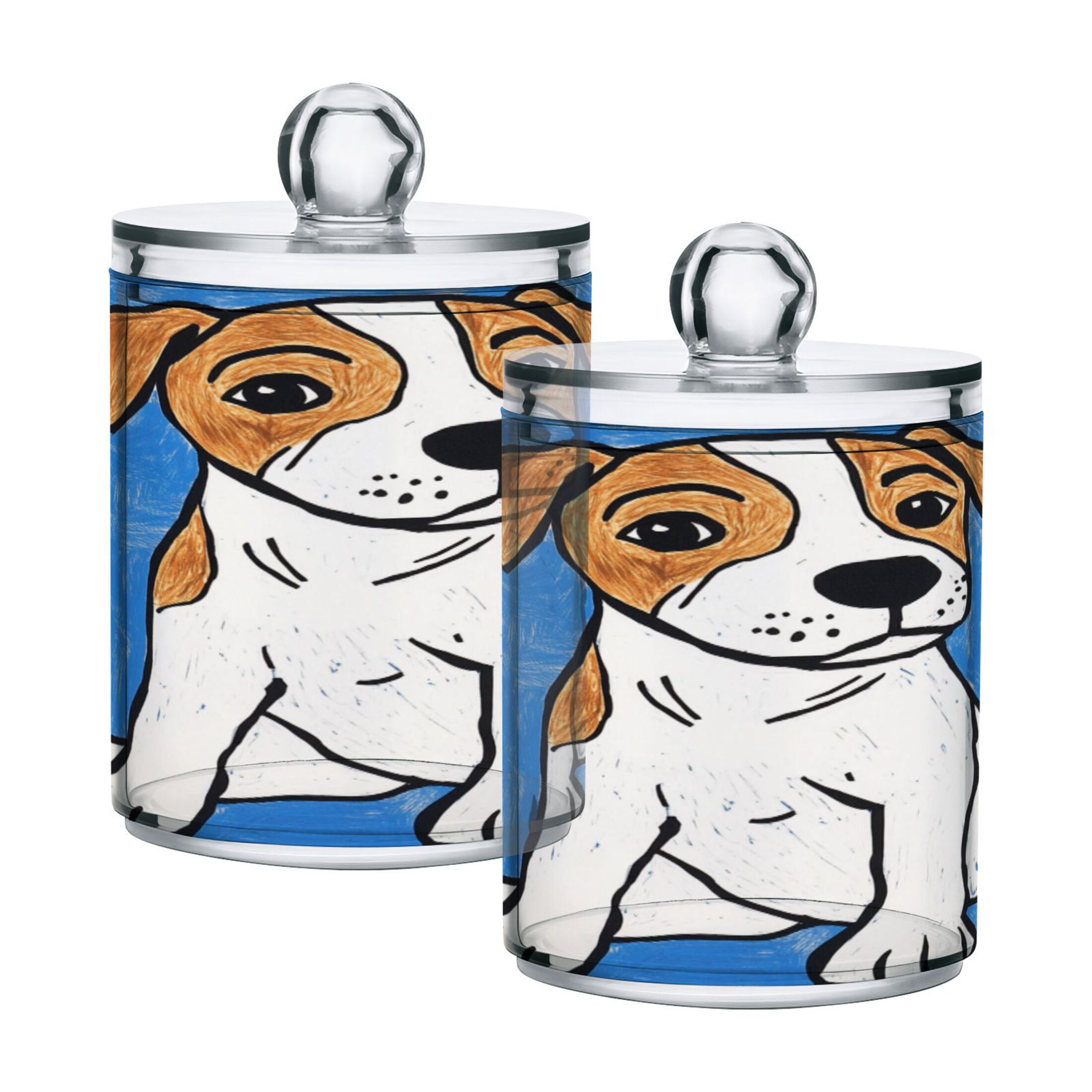 2 Pack Bathroom Canisters Transparent Storage Jar for Cotton Ball, Swab ...