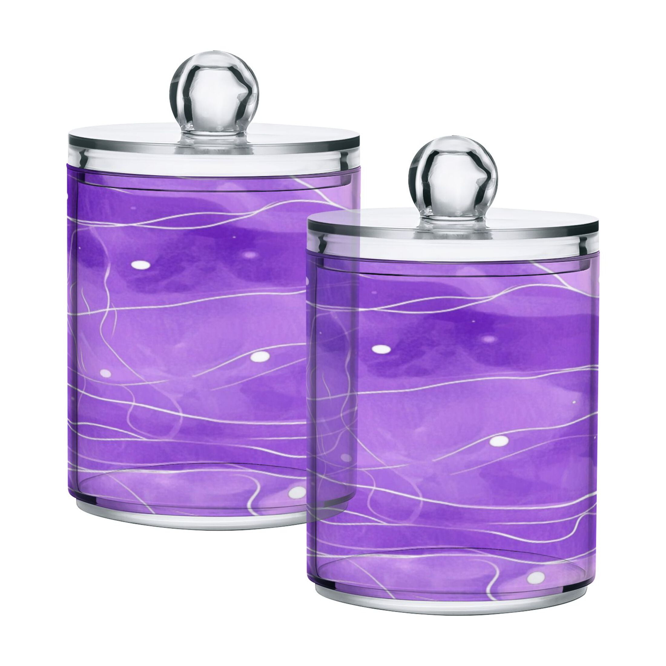2 Pack Bathroom Canisters Transparent Storage Jar for Cotton Ball, Swab ...