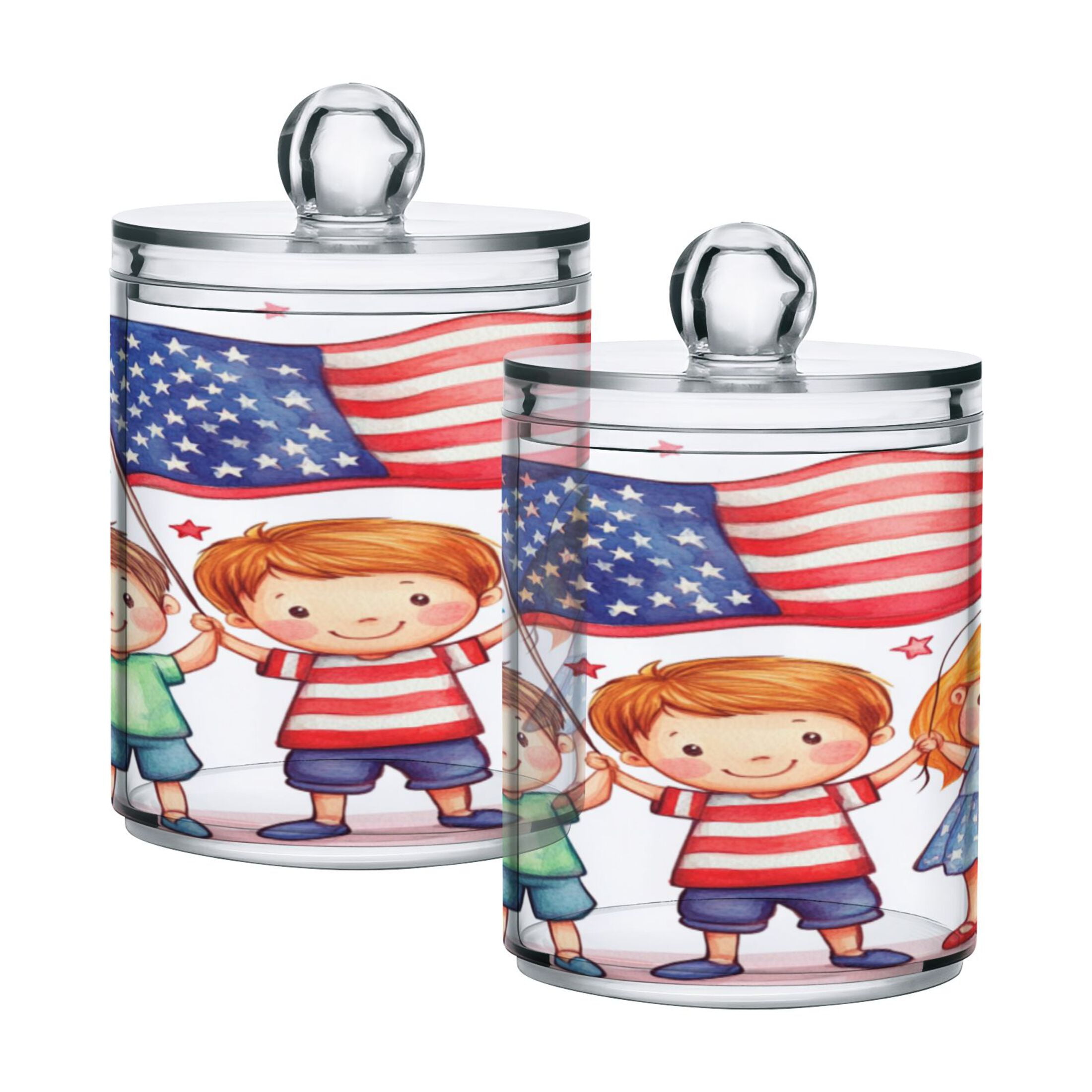 2 Pack Bathroom Canisters Transparent Storage Jar for Cotton Ball, Swab ...