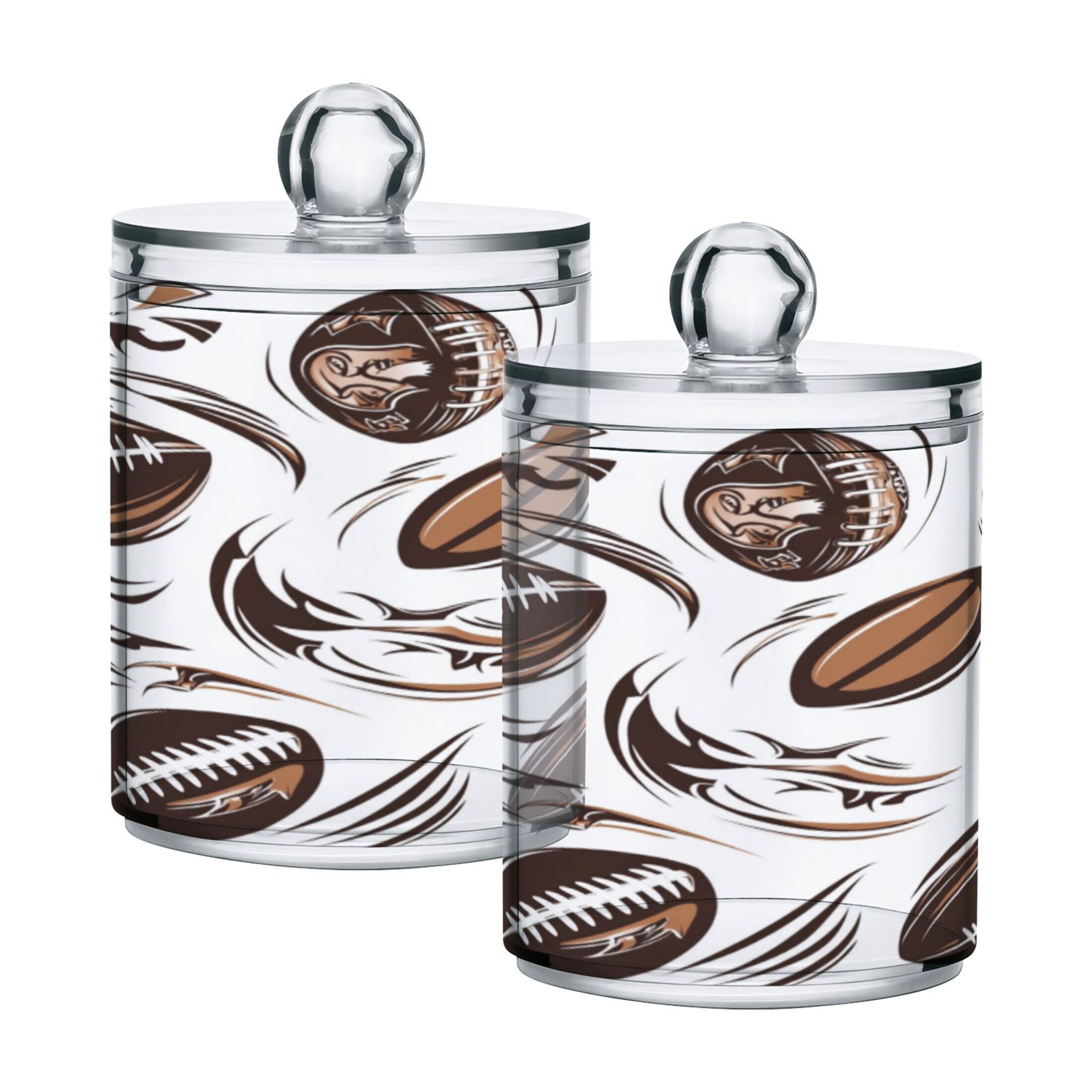 2 Pack Bathroom Canisters Transparent Storage Jar for Cotton Ball, Swab ...