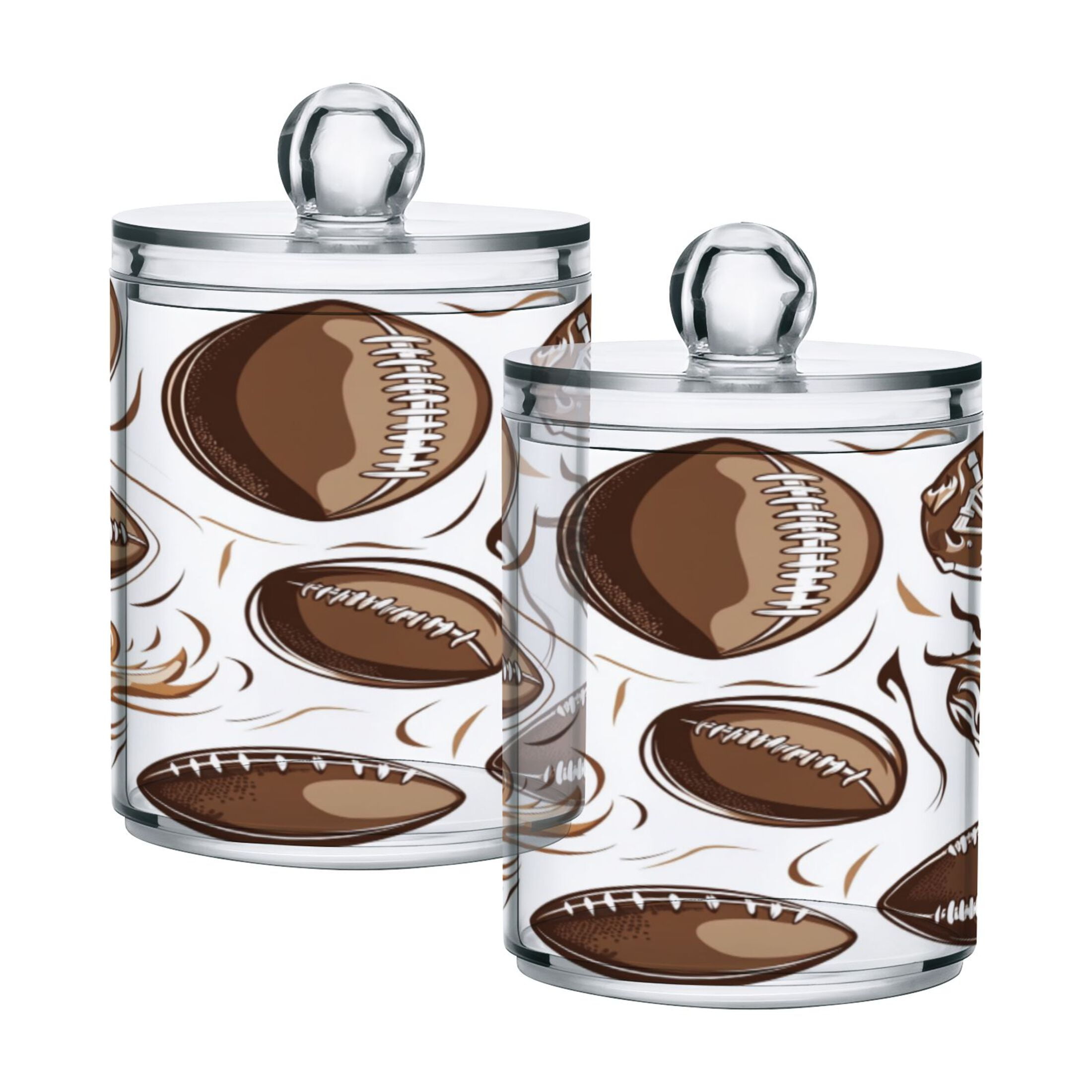 2 Pack Bathroom Canisters Transparent Storage Jar for Cotton Ball, Swab ...