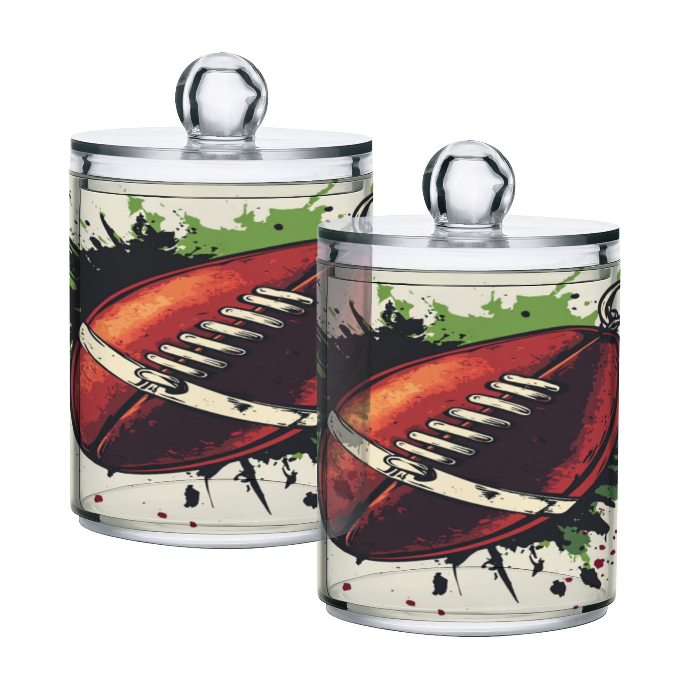 2 Pack Bathroom Canisters Transparent Storage Jar for Cotton Ball, Swab ...